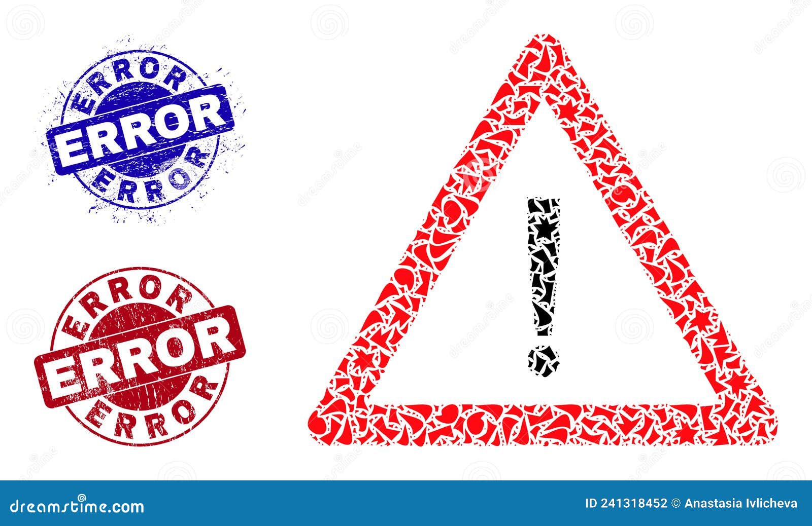 Danger Warning Mosaic of Fragments with Error Scratched Seal Stamps ...