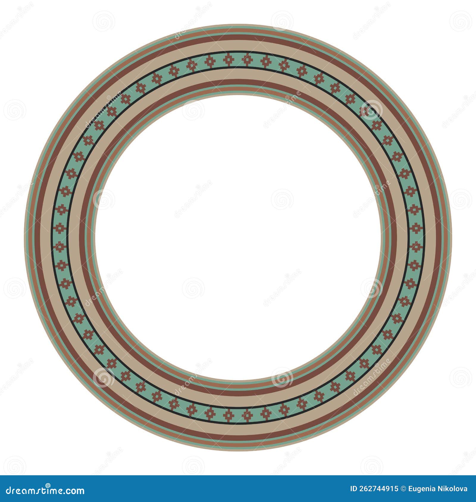 Round Ethnic Frame. Decorative Circle Border with Tribal Design Stock ...