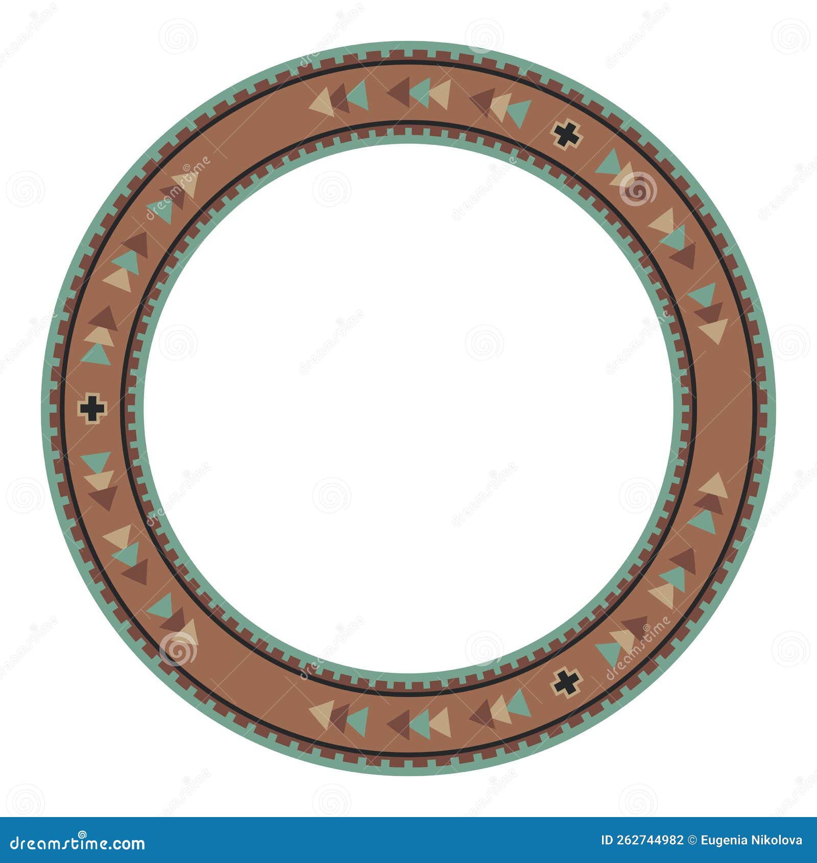 Round Ethnic Frame. Decorative Circle Border with Tribal Design Stock ...