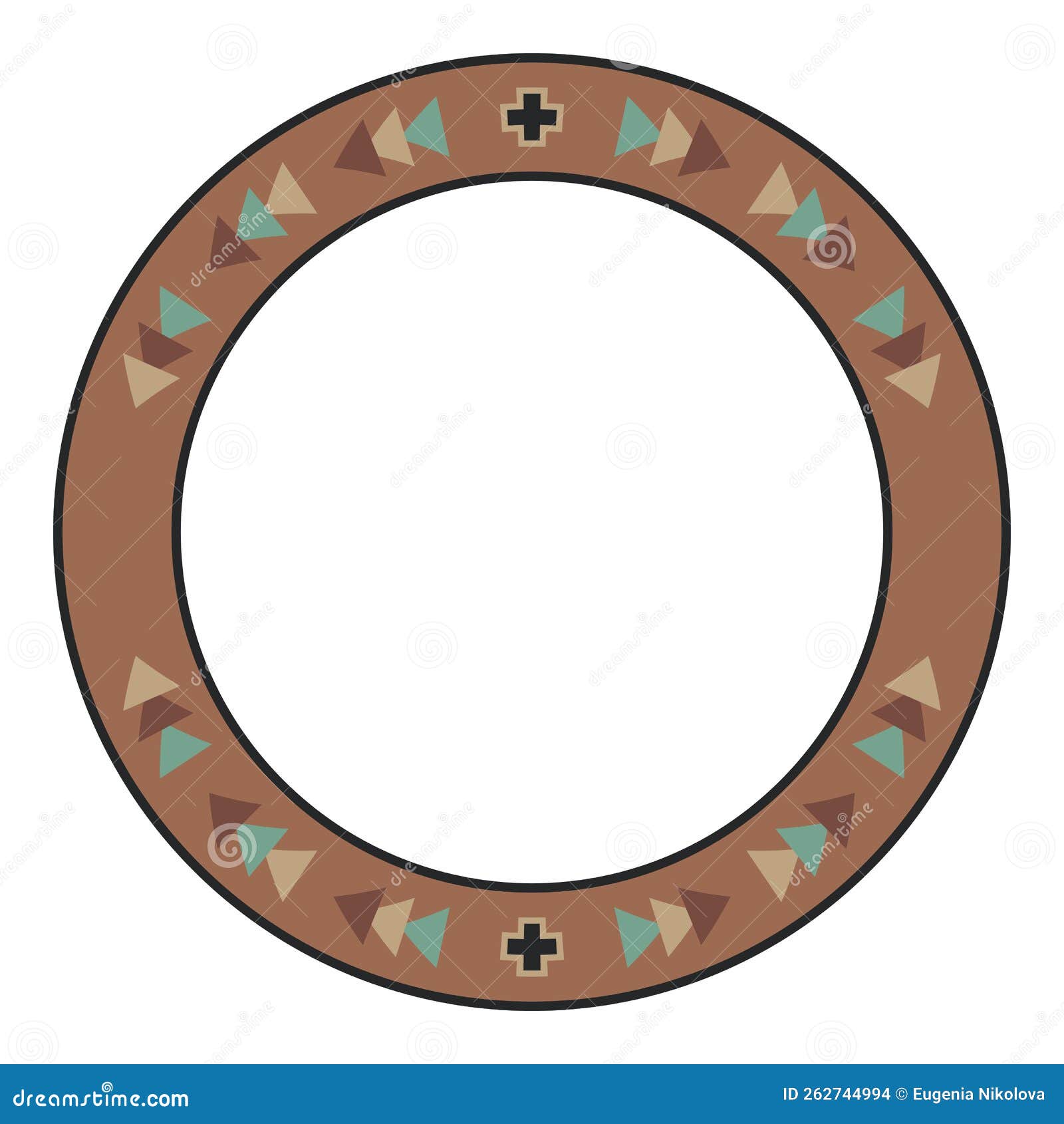 Round Ethnic Frame. Decorative Circle Border with Tribal Design Stock ...