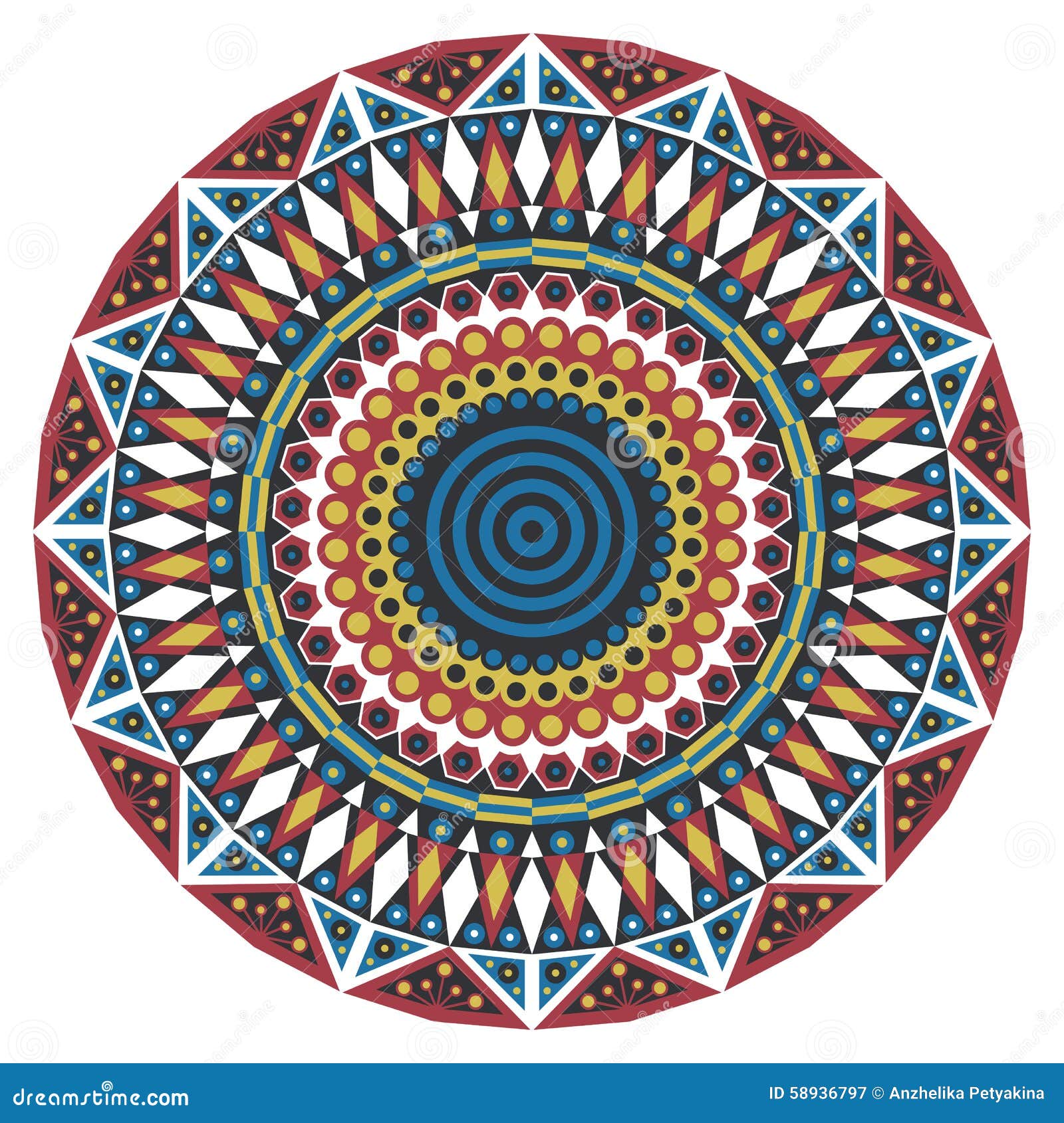Round ethnic pattern stock vector. Illustration of mandala - 58936797