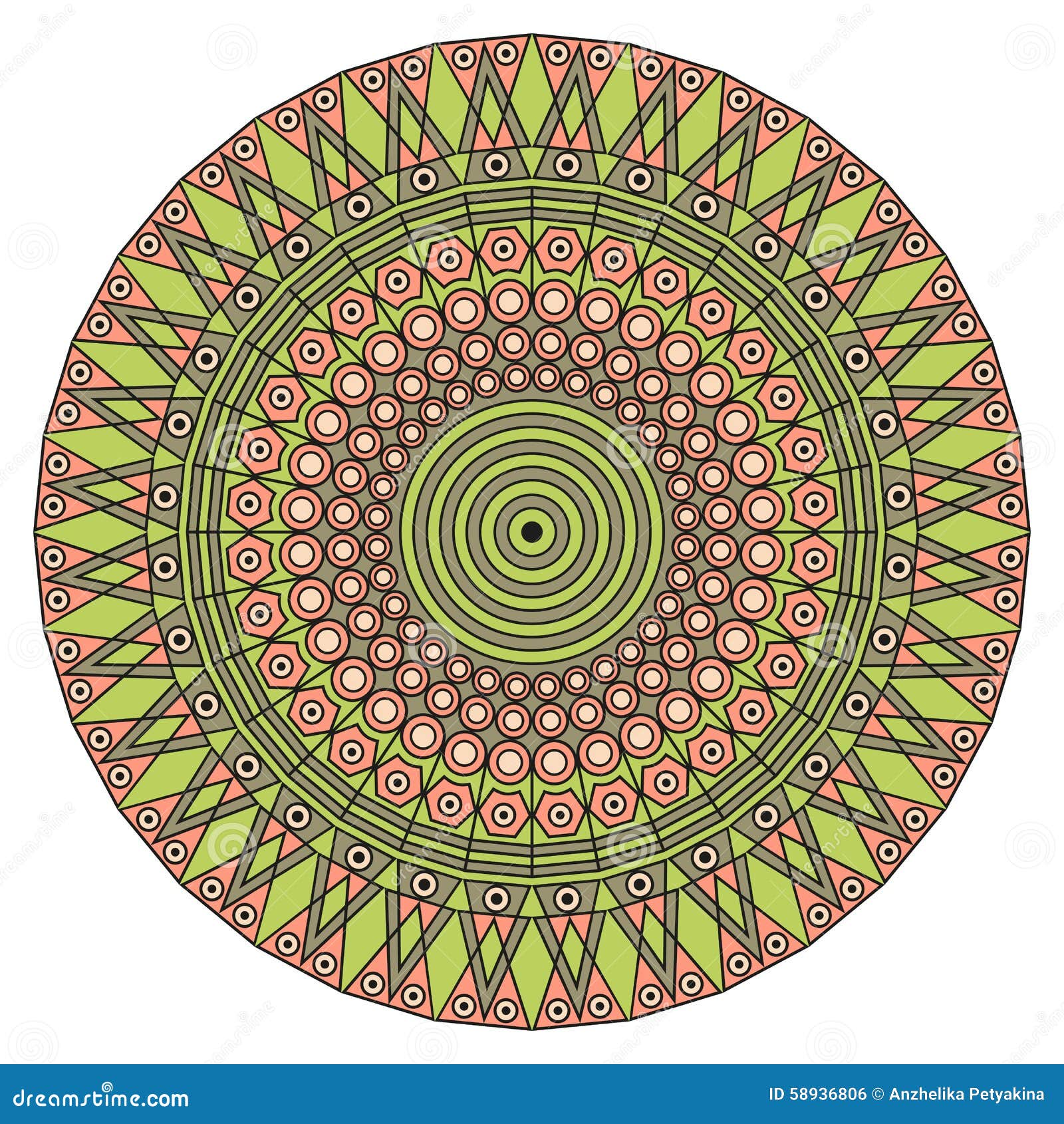 Round ethnic pattern stock vector. Illustration of ethnic - 58936806