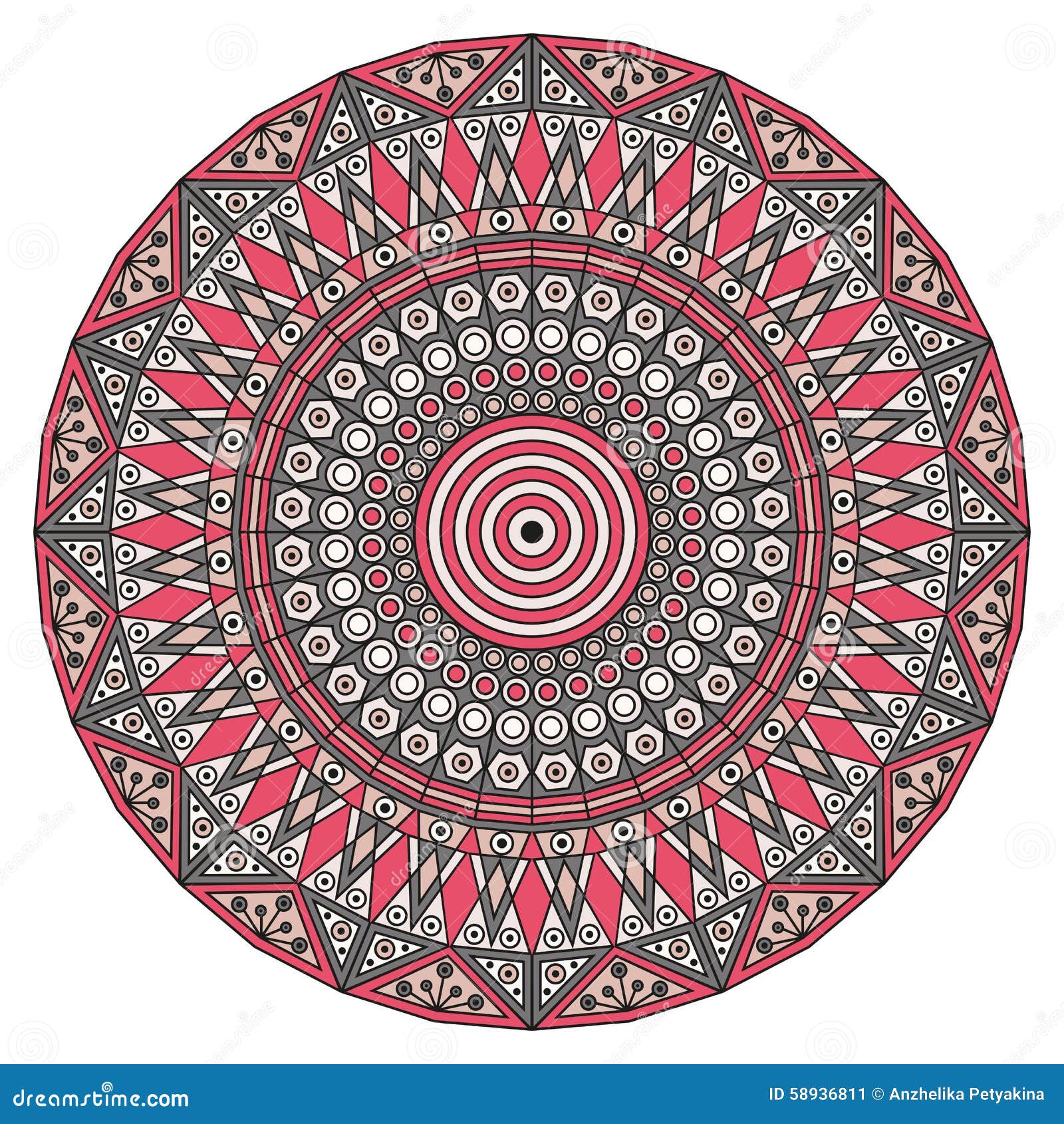Round ethnic pattern stock vector. Illustration of ornamentation - 58936811