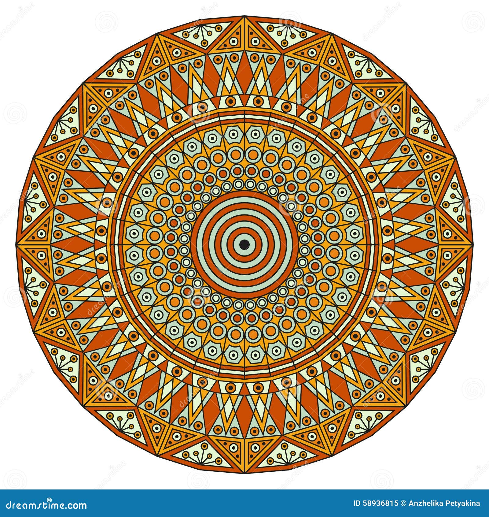 Round ethnic pattern stock vector. Illustration of abstract - 58936815