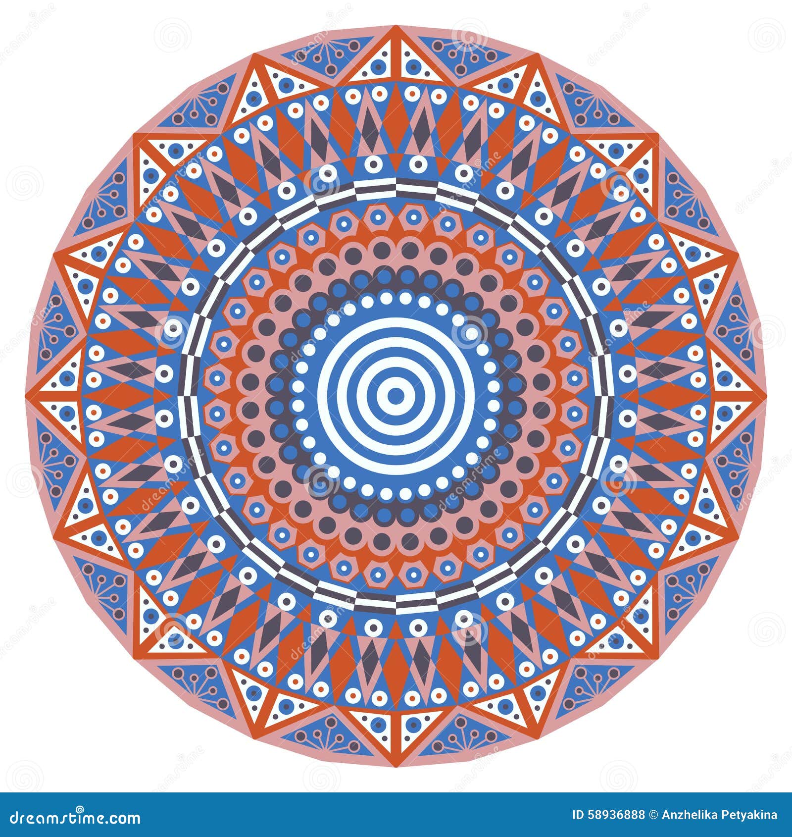Round ethnic pattern stock vector. Illustration of fantasy - 58936888