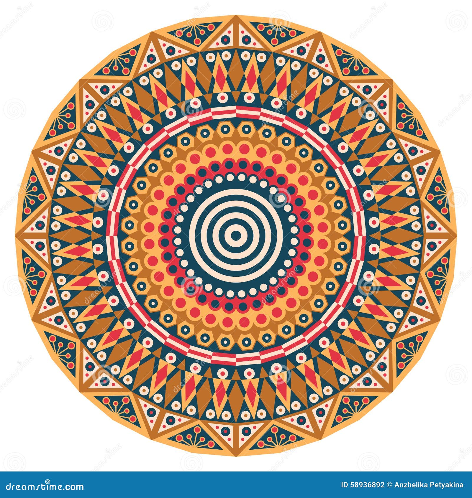 Round ethnic pattern stock vector. Illustration of iranian - 58936892