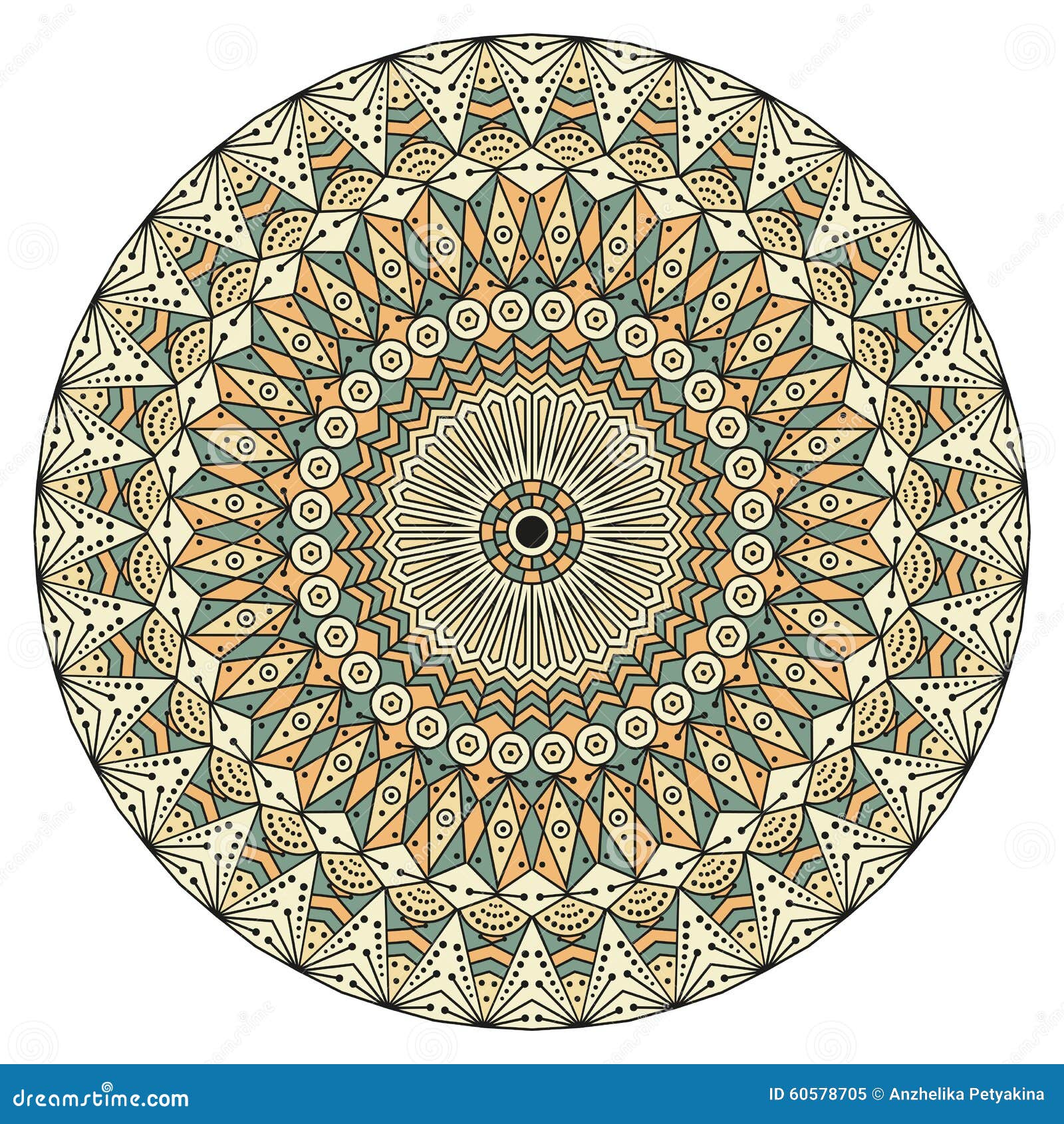 Round ethnic pattern stock vector. Illustration of mandala - 60578705