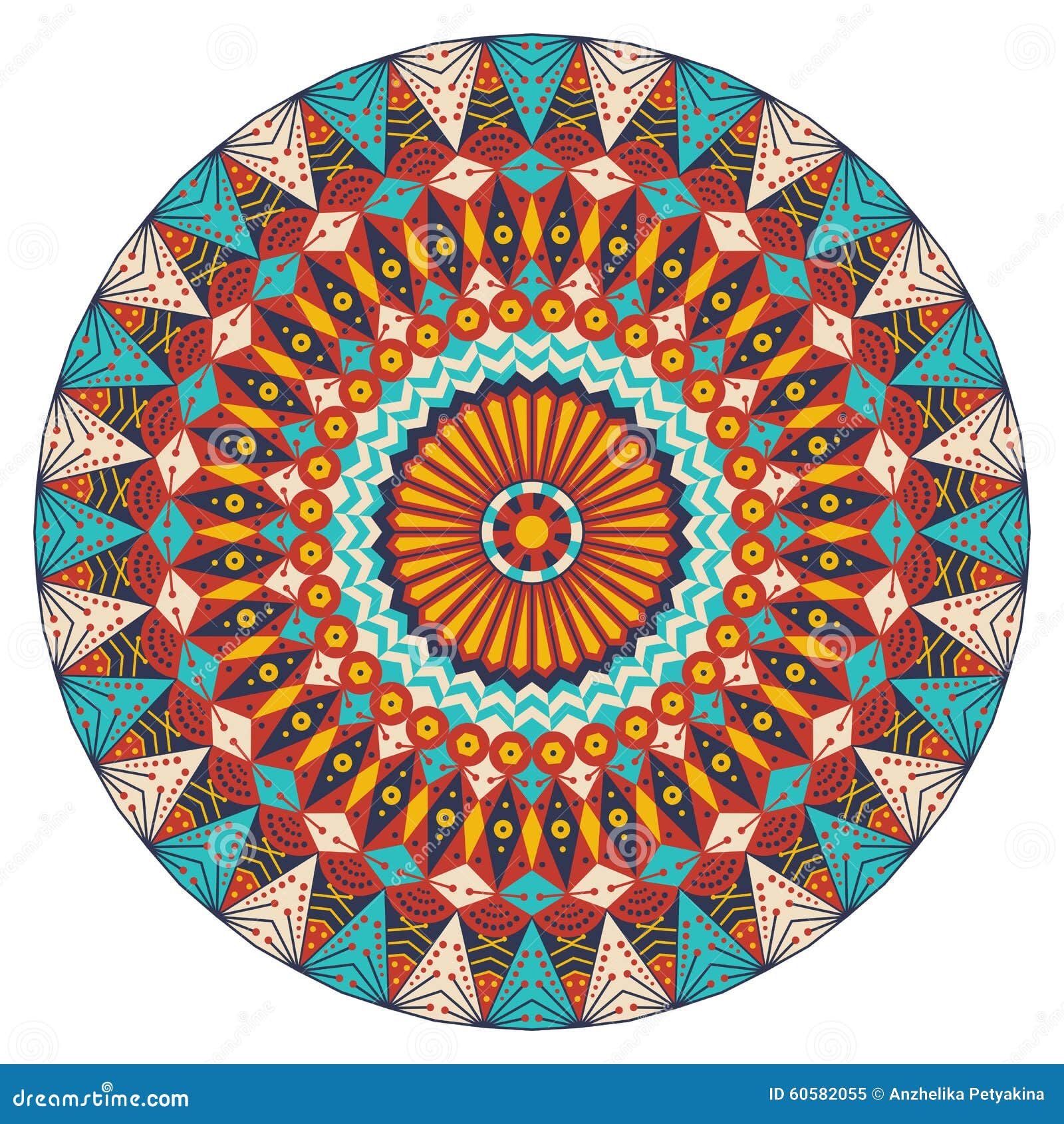 Round ethnic pattern stock vector. Illustration of ornamentation - 60582055