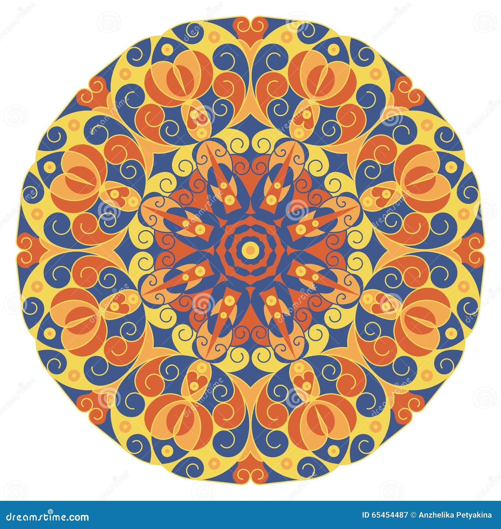 Round ethnic pattern stock vector. Illustration of curl - 65454487