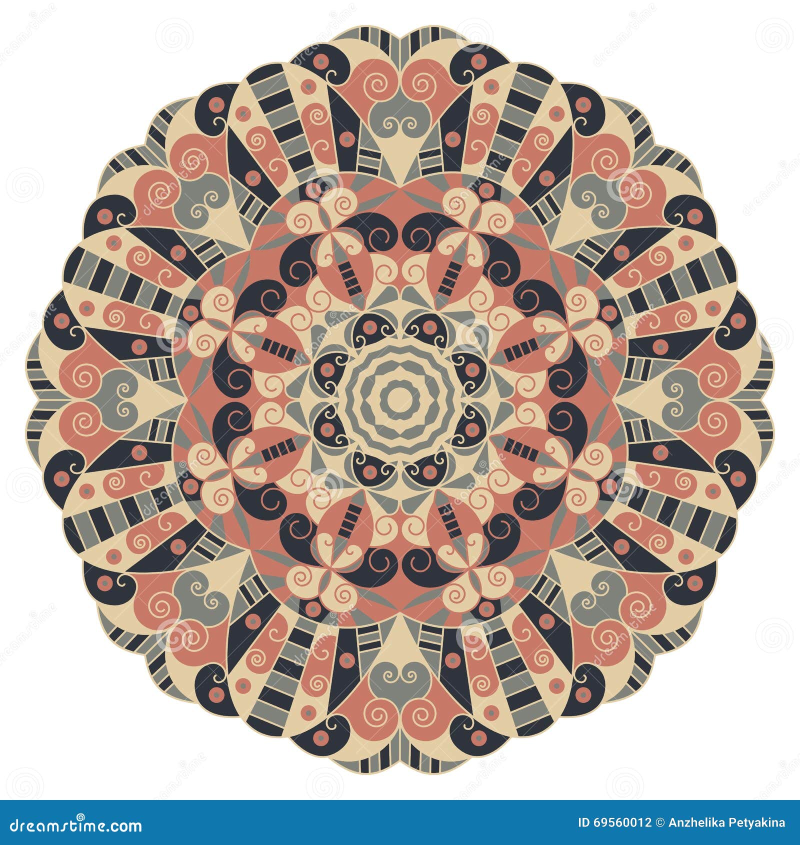 Round ethnic pattern stock vector. Illustration of gothic - 69560012