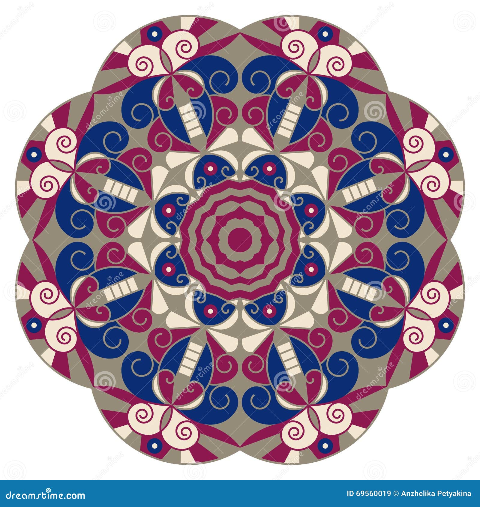 Round ethnic pattern stock vector. Illustration of circle - 69560019
