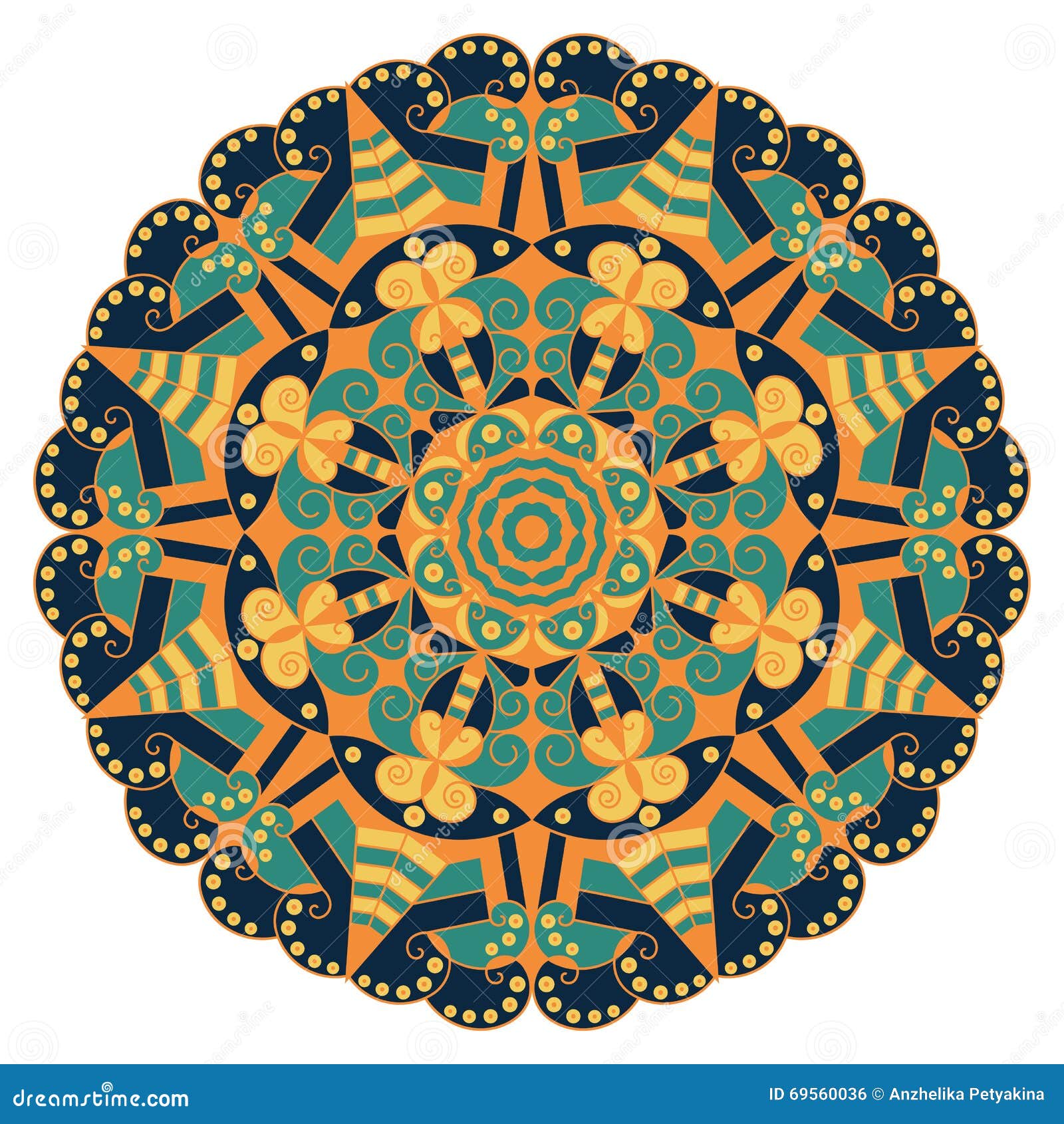 Round ethnic pattern stock vector. Illustration of openwork - 69560036