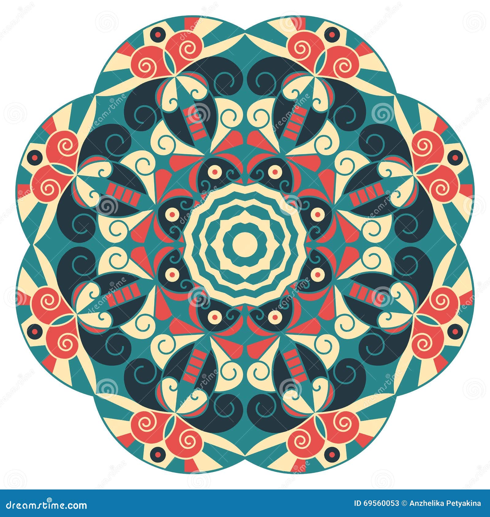 Round ethnic pattern stock vector. Illustration of arabian - 69560053