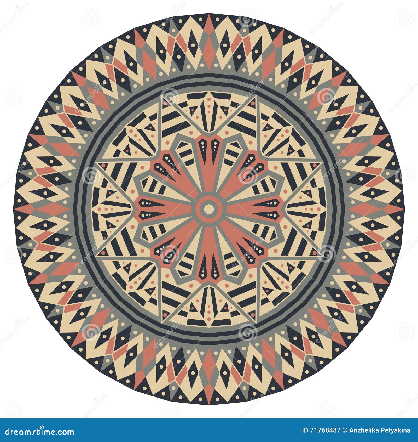 Round ethnic pattern stock vector. Illustration of fantasy - 71768487