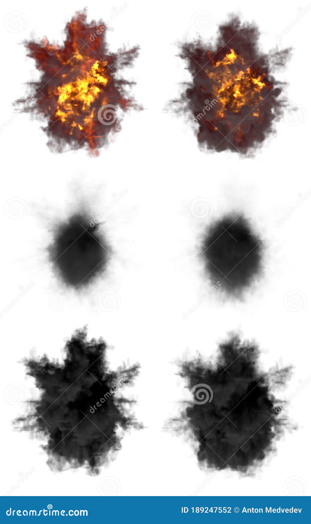 6 Round Explosions of Ack-ack Shell Hit or View from Top on Bangs or ...