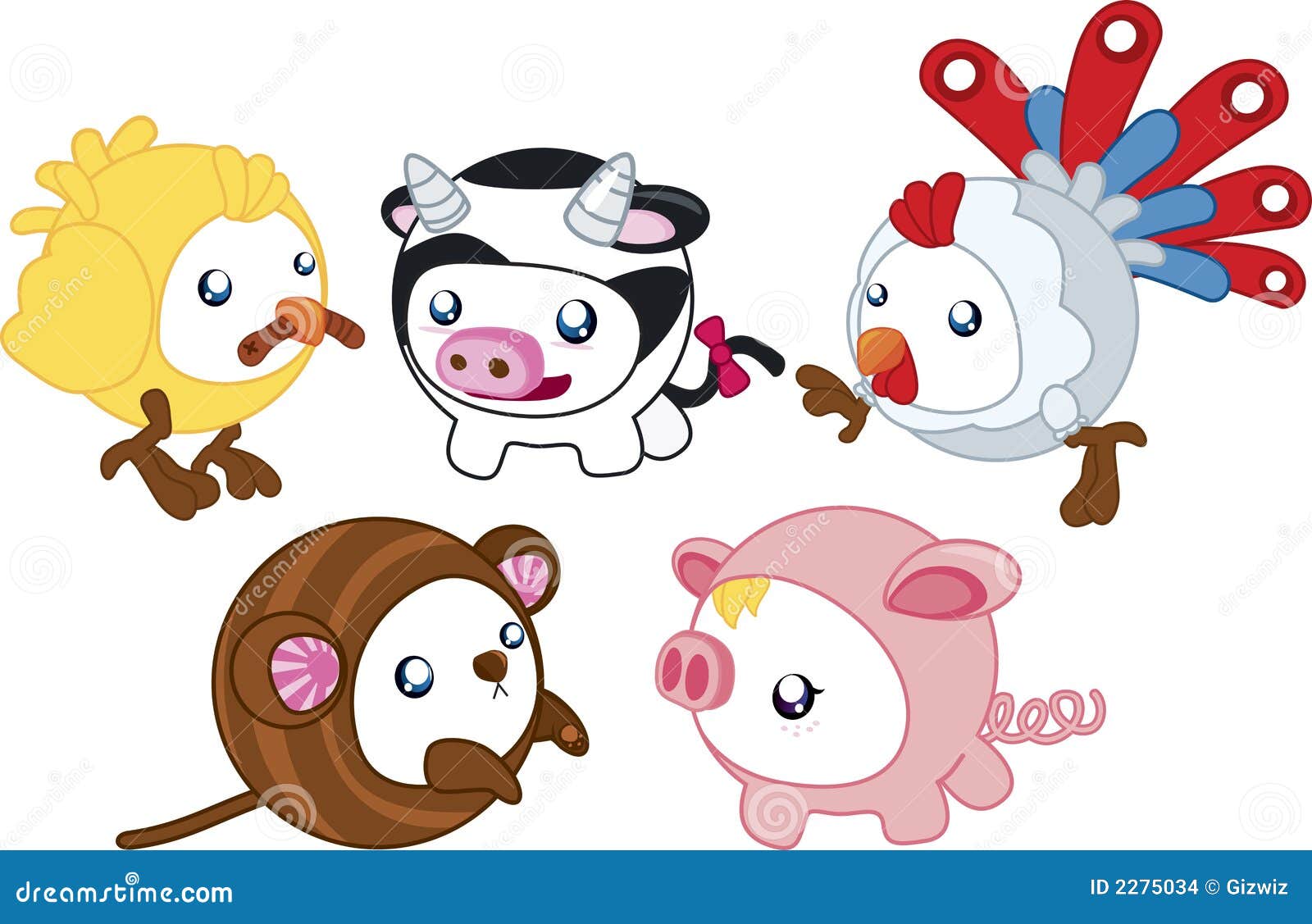Round Farm Animals stock illustration. Illustration of cute - 2275034