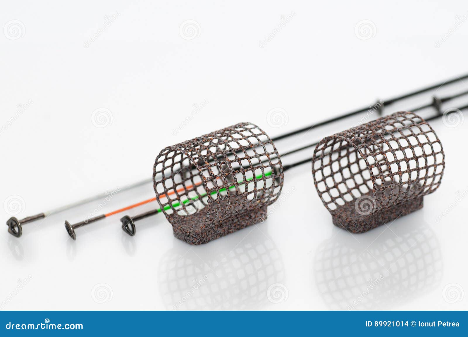 Round Feeder Baskets Next To Feeder Rod Tips Stock Photo - Image of ...