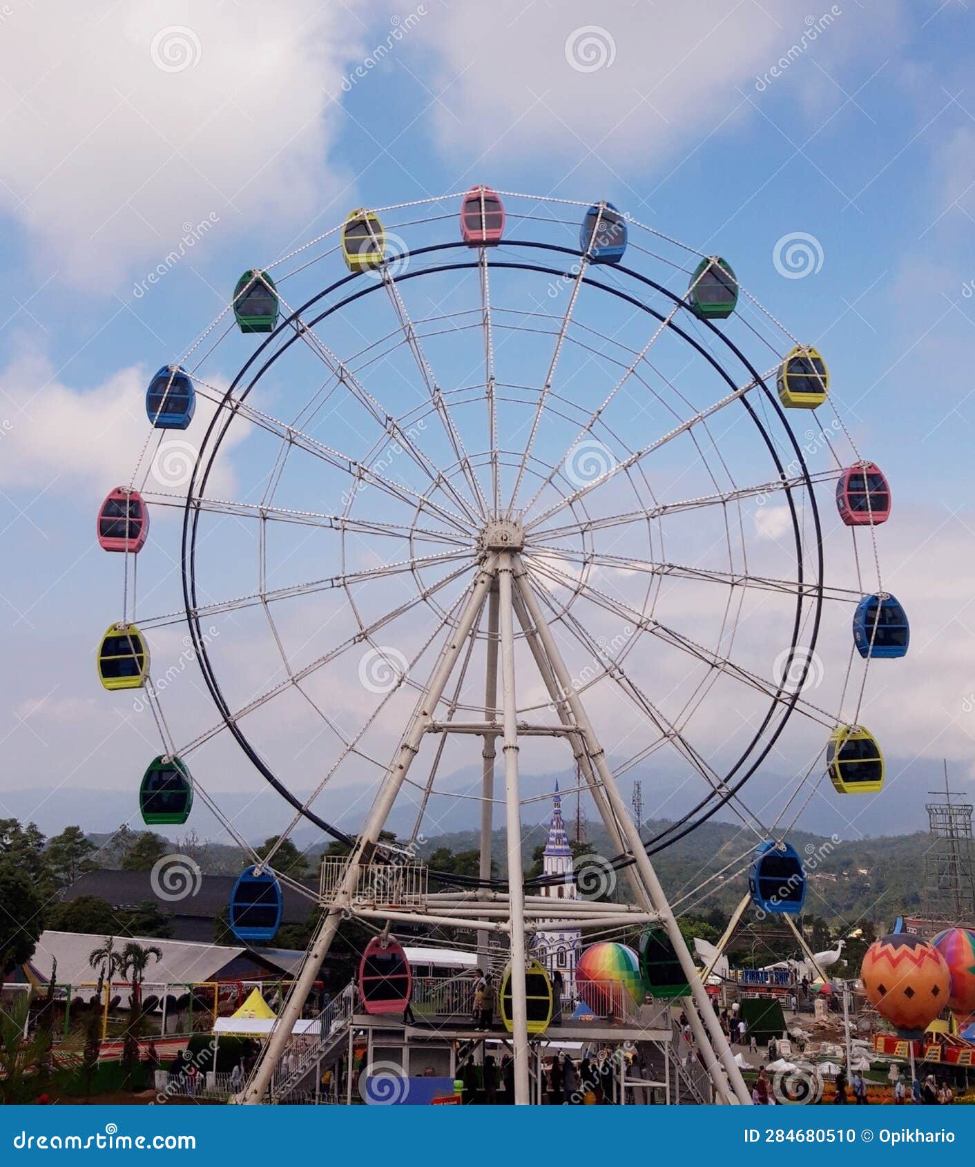 Round Ferish Wheel in Recreation Area Stock Photo - Image of ferish ...