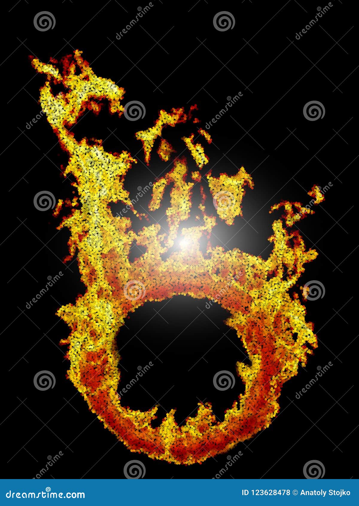 Round Fire Flame Frame from Dots. Vector Illustration Stock Vector ...