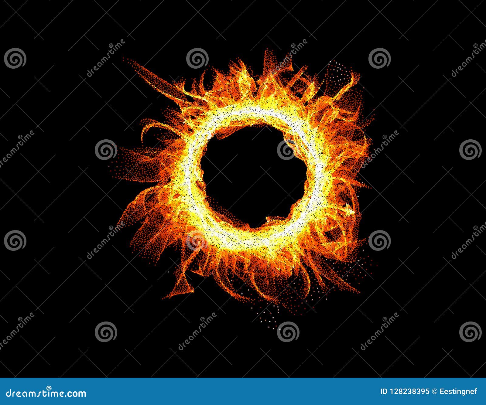 Round Fire Frame on Black Background. Vector Illustration Stock Vector ...