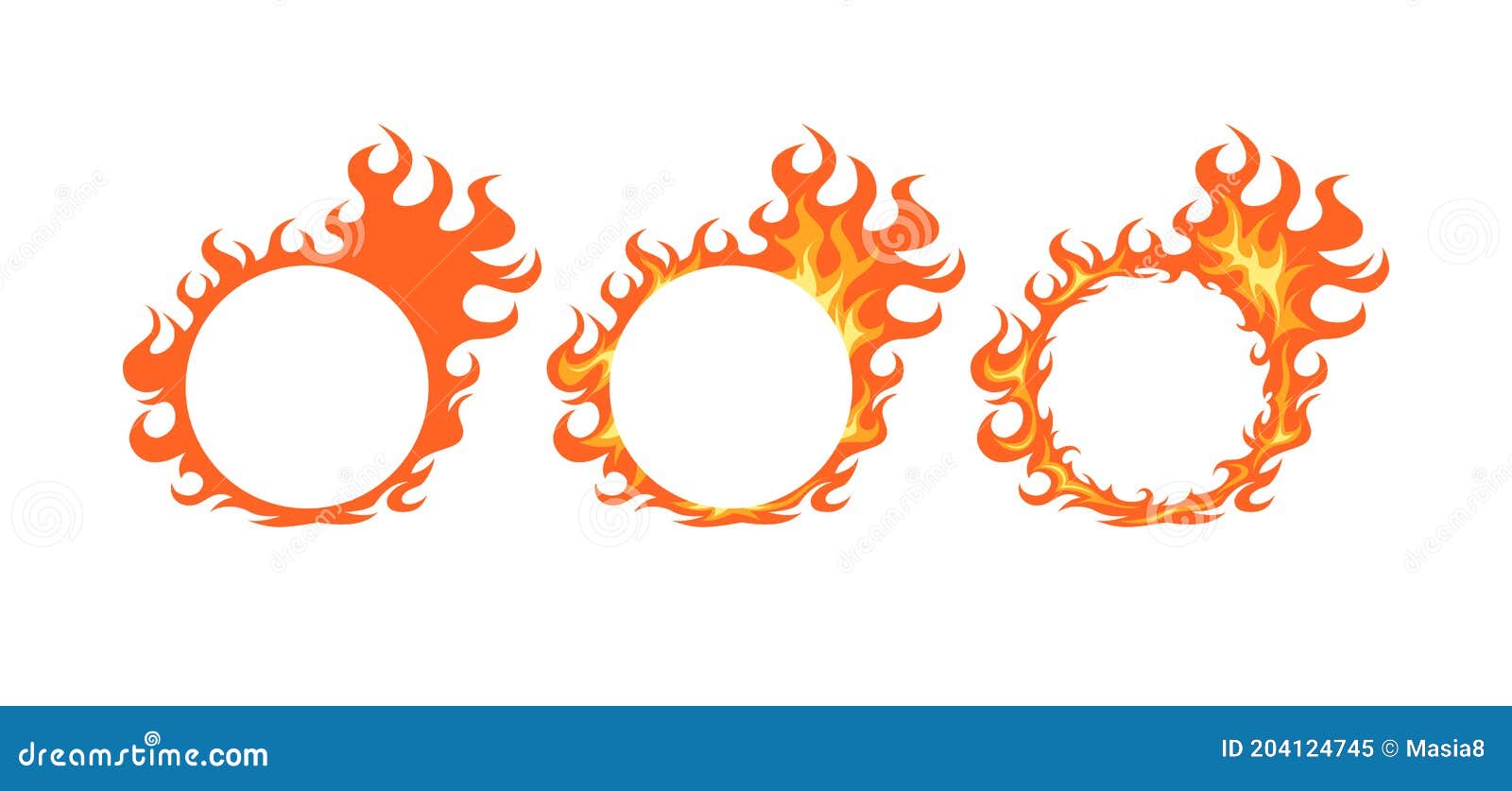 Round Fire Frames for Designs, Vector Set Stock Vector - Illustration ...