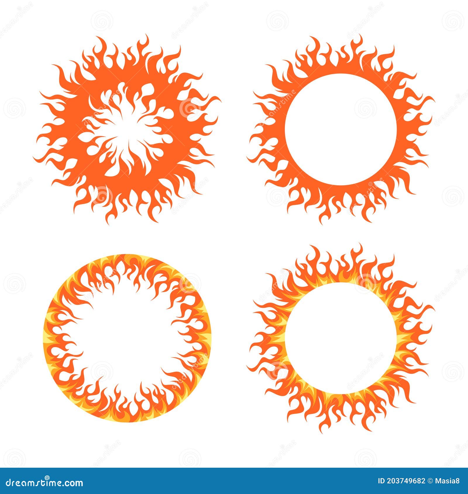 Round Fire Frames For Designs Vector Set Stock Vector Illustration Of Burn Circle 203749682