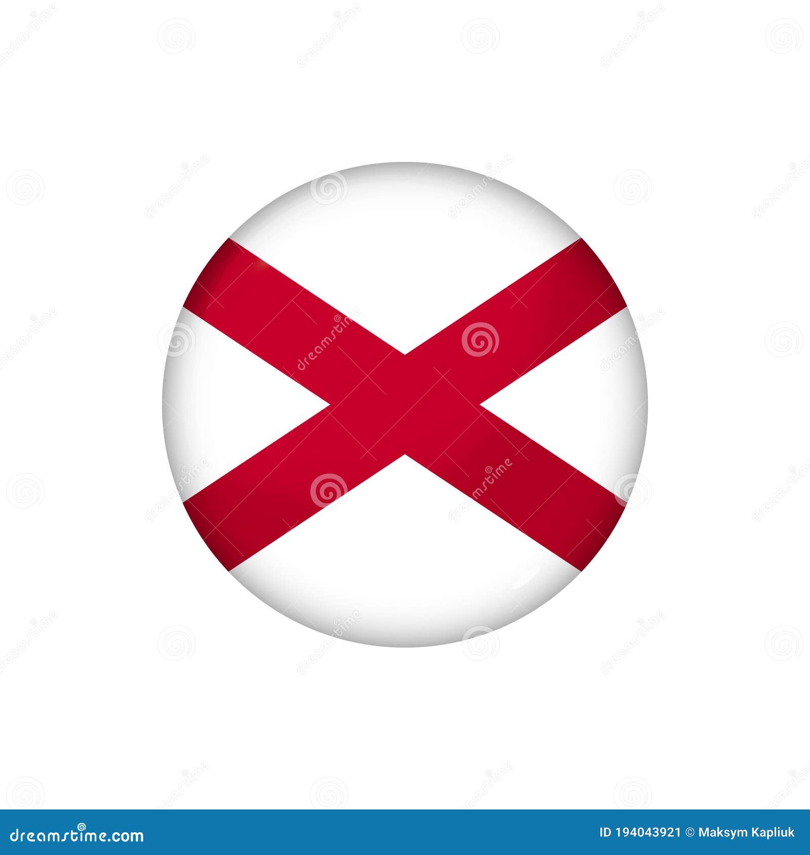 Round Flag of Alabama. Vector Illustration. Button, Icon, Glossy Badge ...