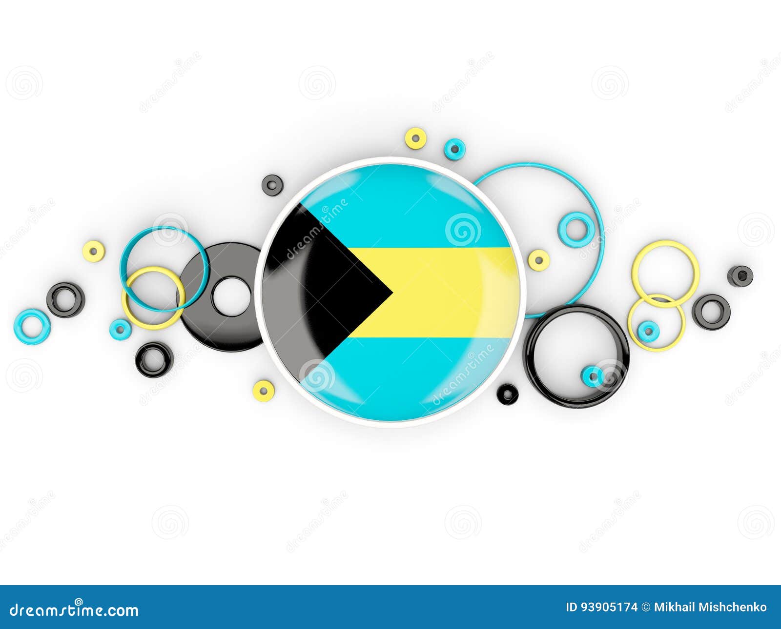 Round Flag of Bahamas with Circles Pattern Stock Illustration ...
