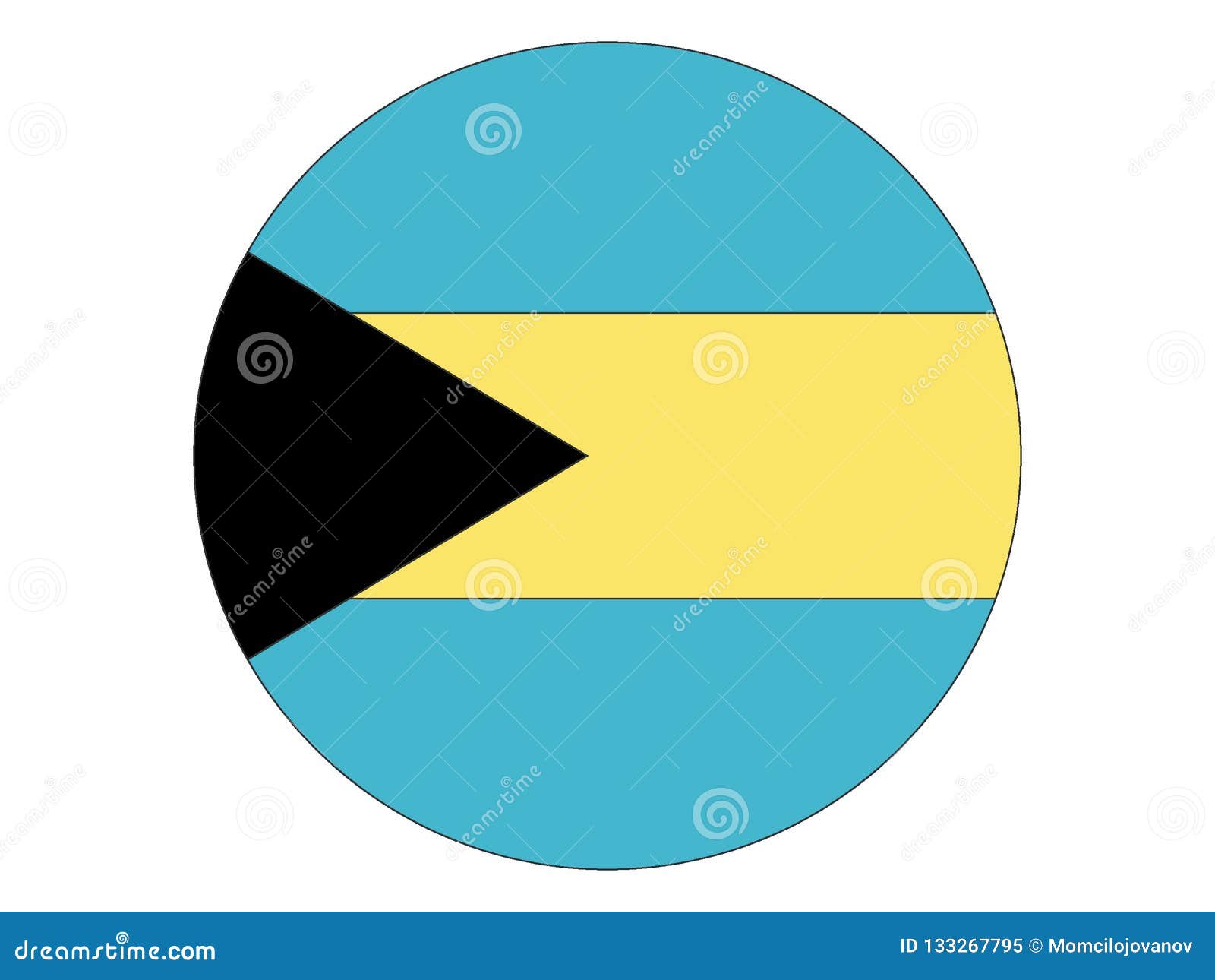 Round Flag of the Bahamas stock vector. Illustration of round - 133267795