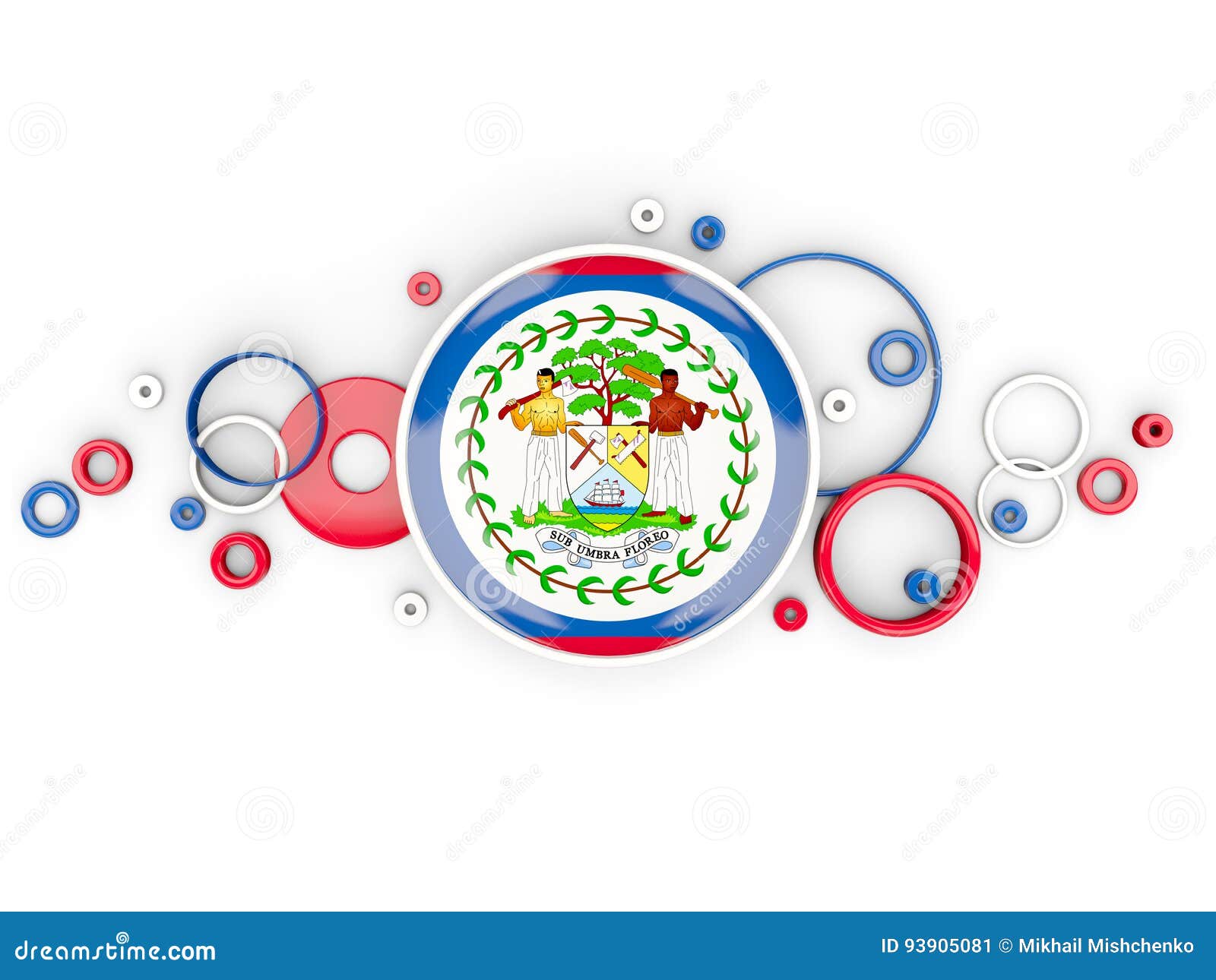 Round Flag of Belize with Circles Pattern Stock Illustration ...