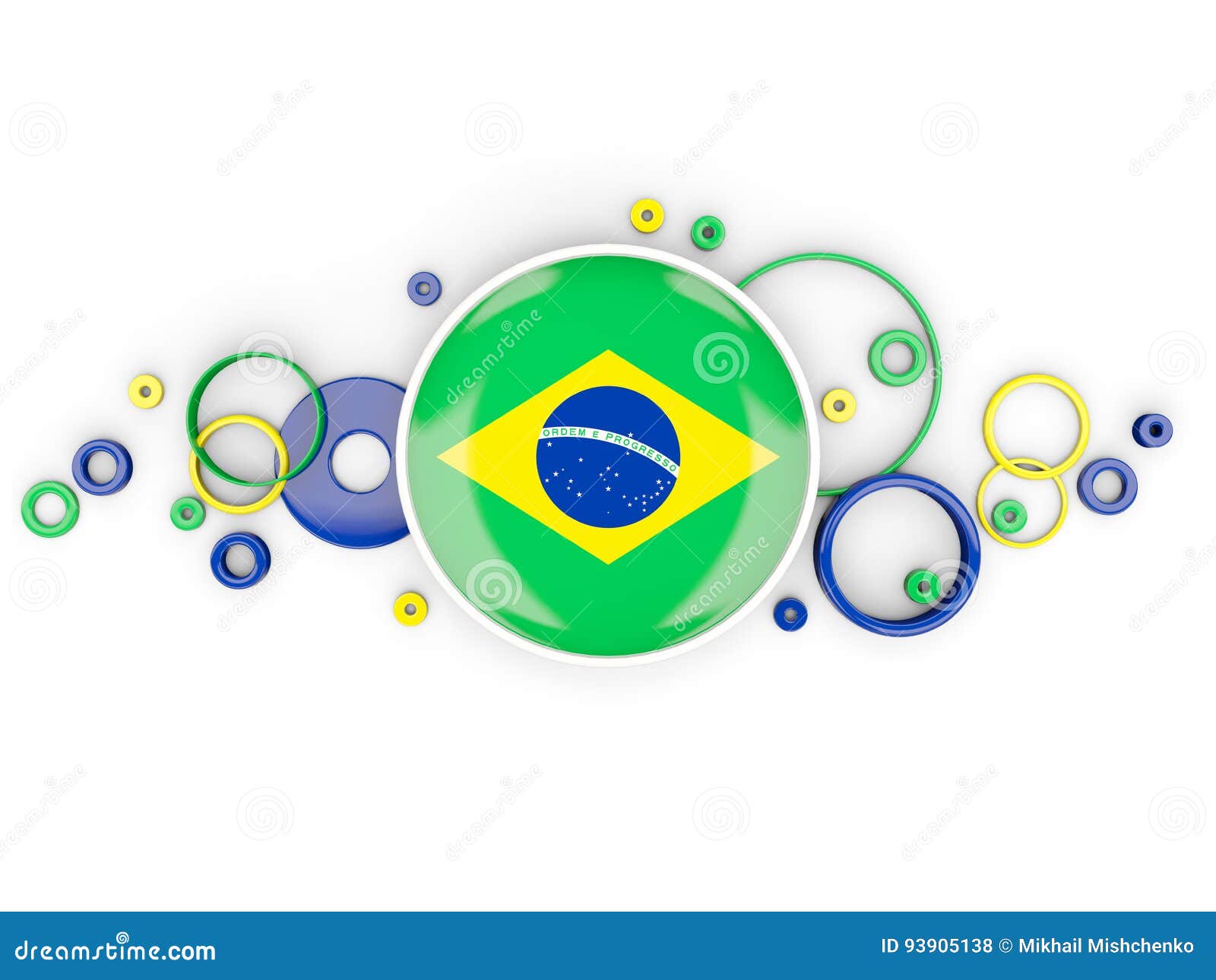 Round Flag of Brazil with Circles Pattern Stock Illustration ...