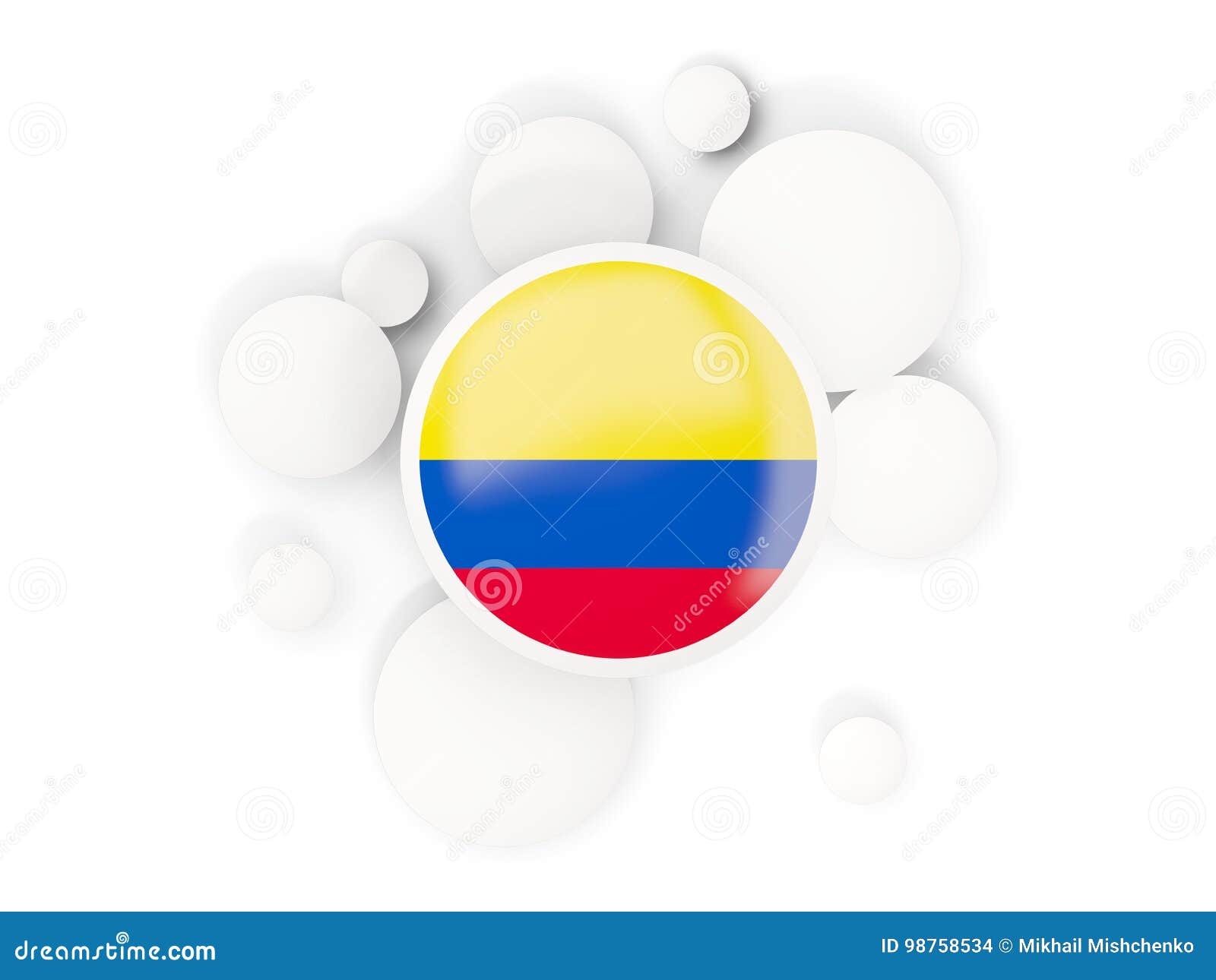 Round Flag of Colombia with Circles Pattern Stock Illustration ...