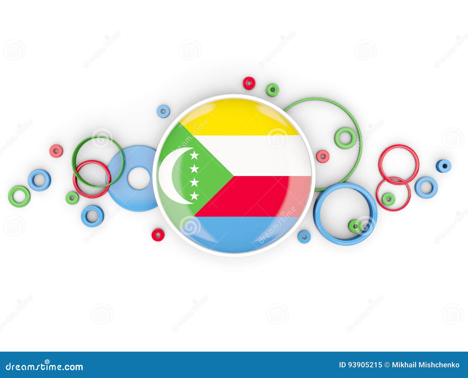 Round Flag of Comoros with Circles Pattern Stock Illustration ...