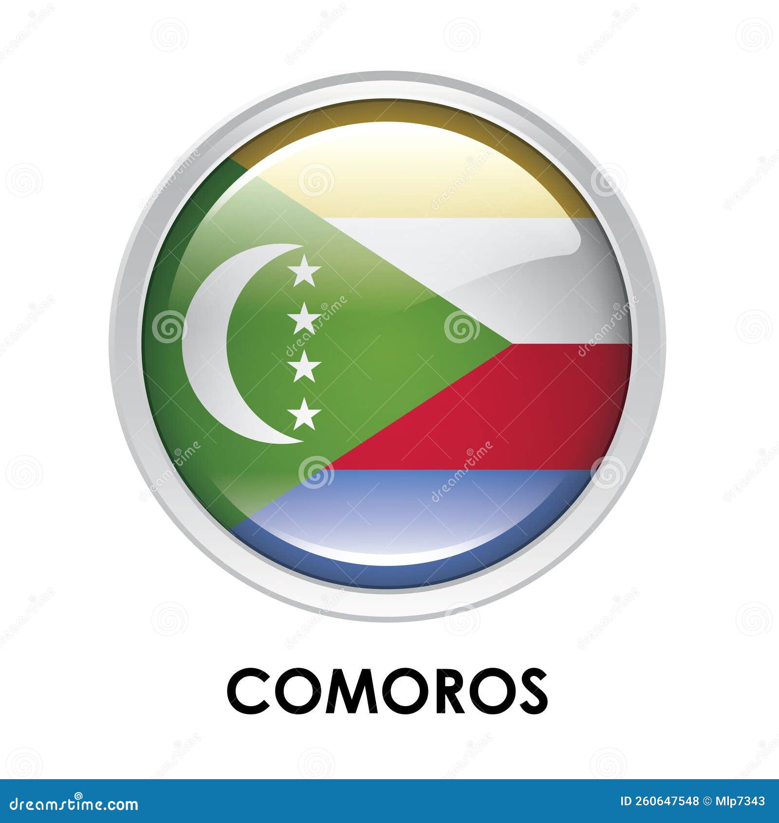 Round flag of Comoros stock illustration. Illustration of territory ...