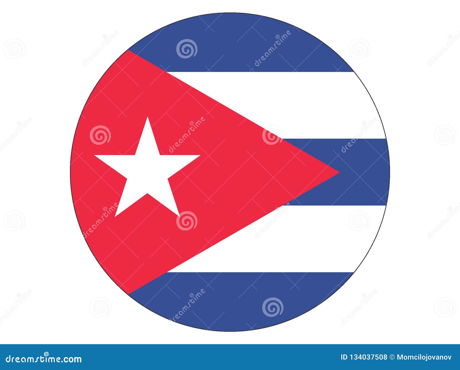 Round Flag of Cuba stock vector. Illustration of isolated - 134037508