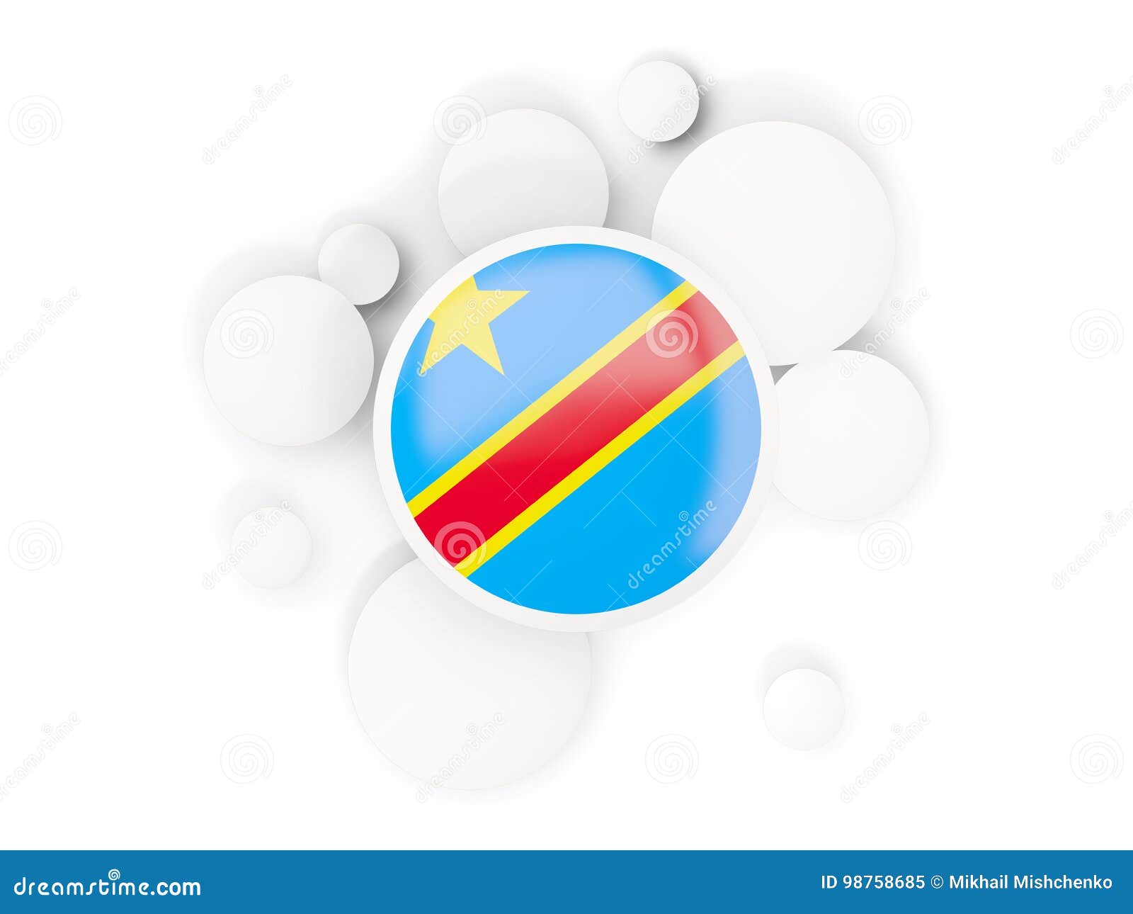 Round Flag of Democratic Republic of the Congo with Circles Pattern ...