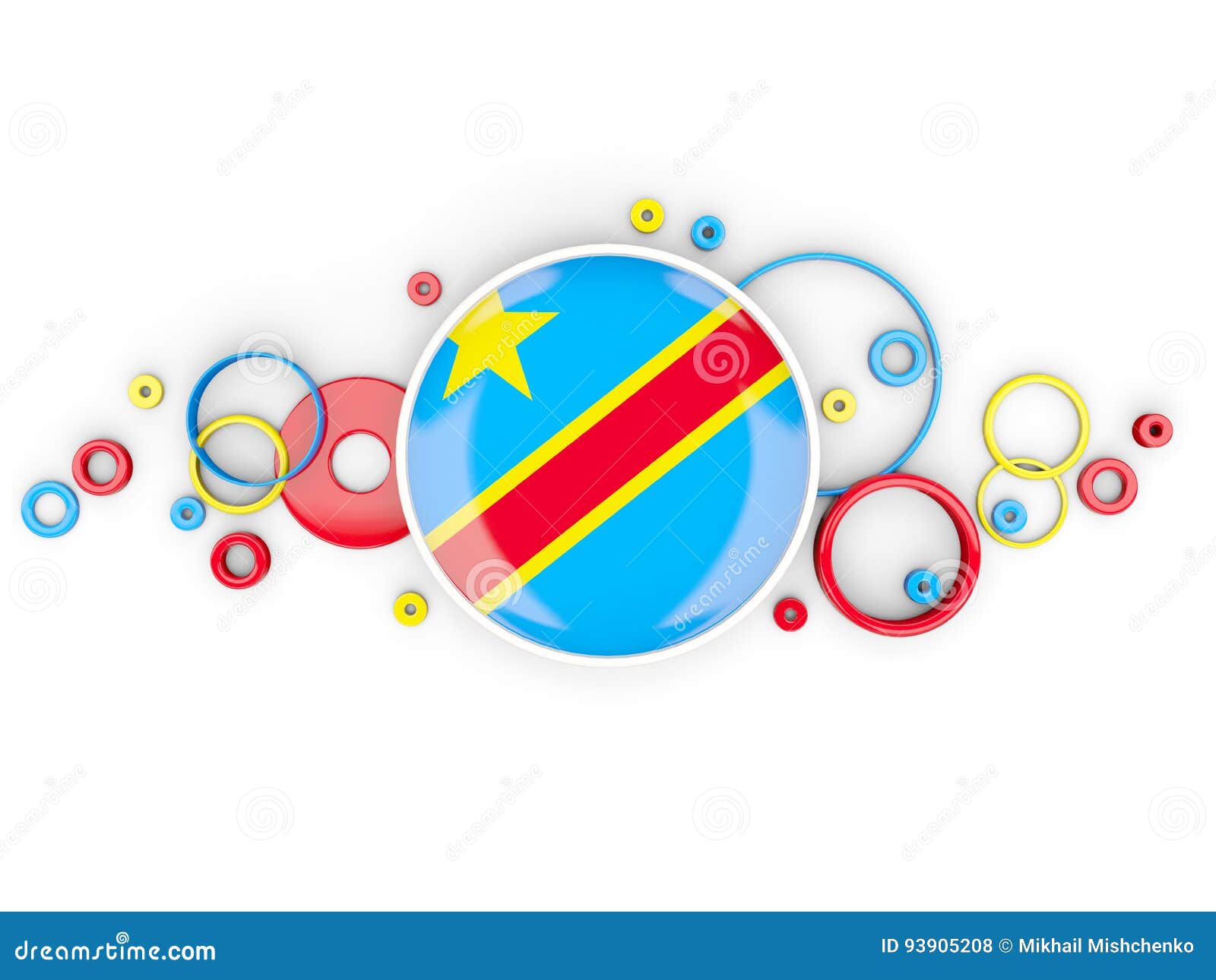 Round Flag of Democratic Republic of the Congo with Circles Pattern ...