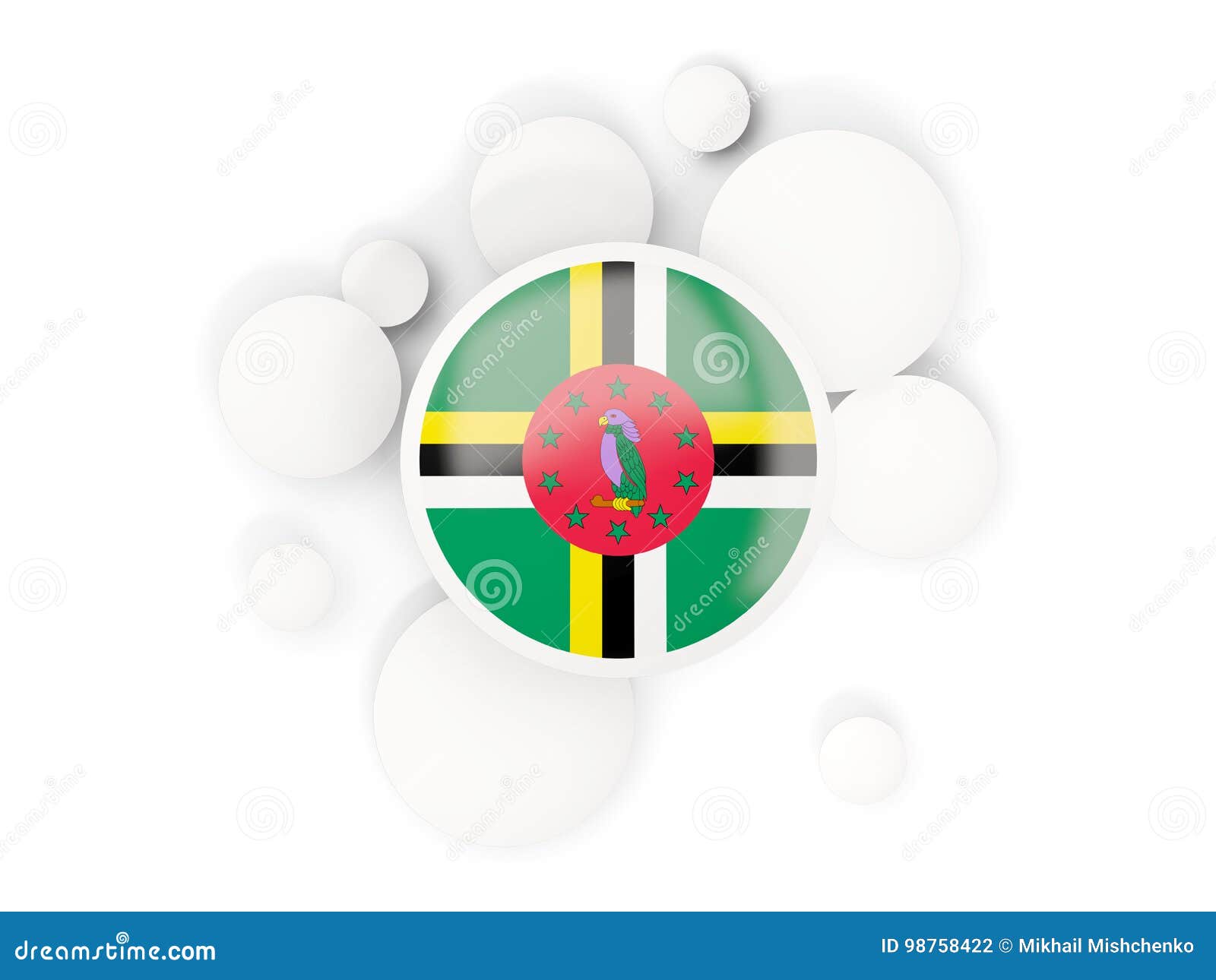 Round Flag of Dominica with Circles Pattern Stock Illustration ...
