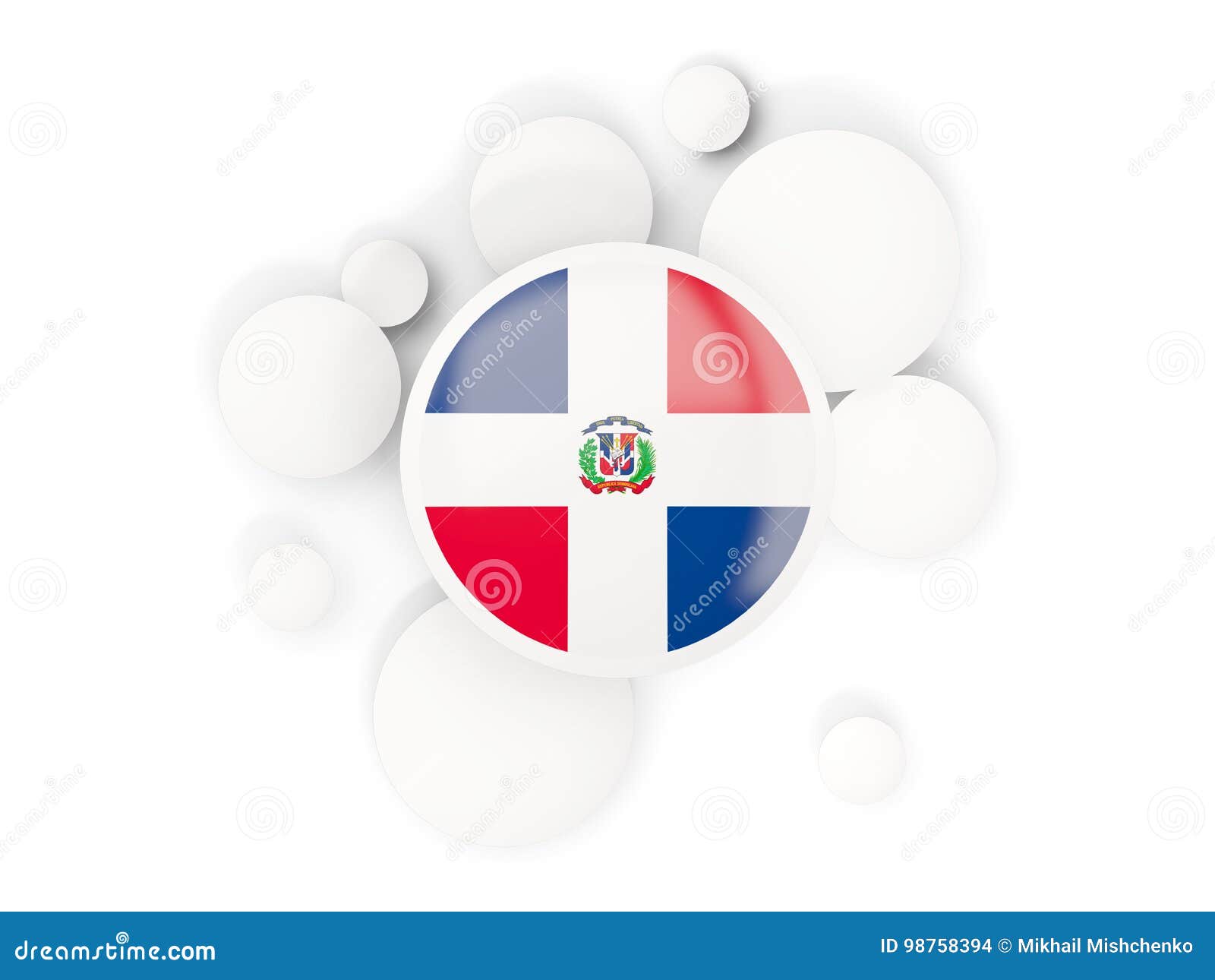 Round Flag of Dominican Republic with Circles Pattern Stock ...