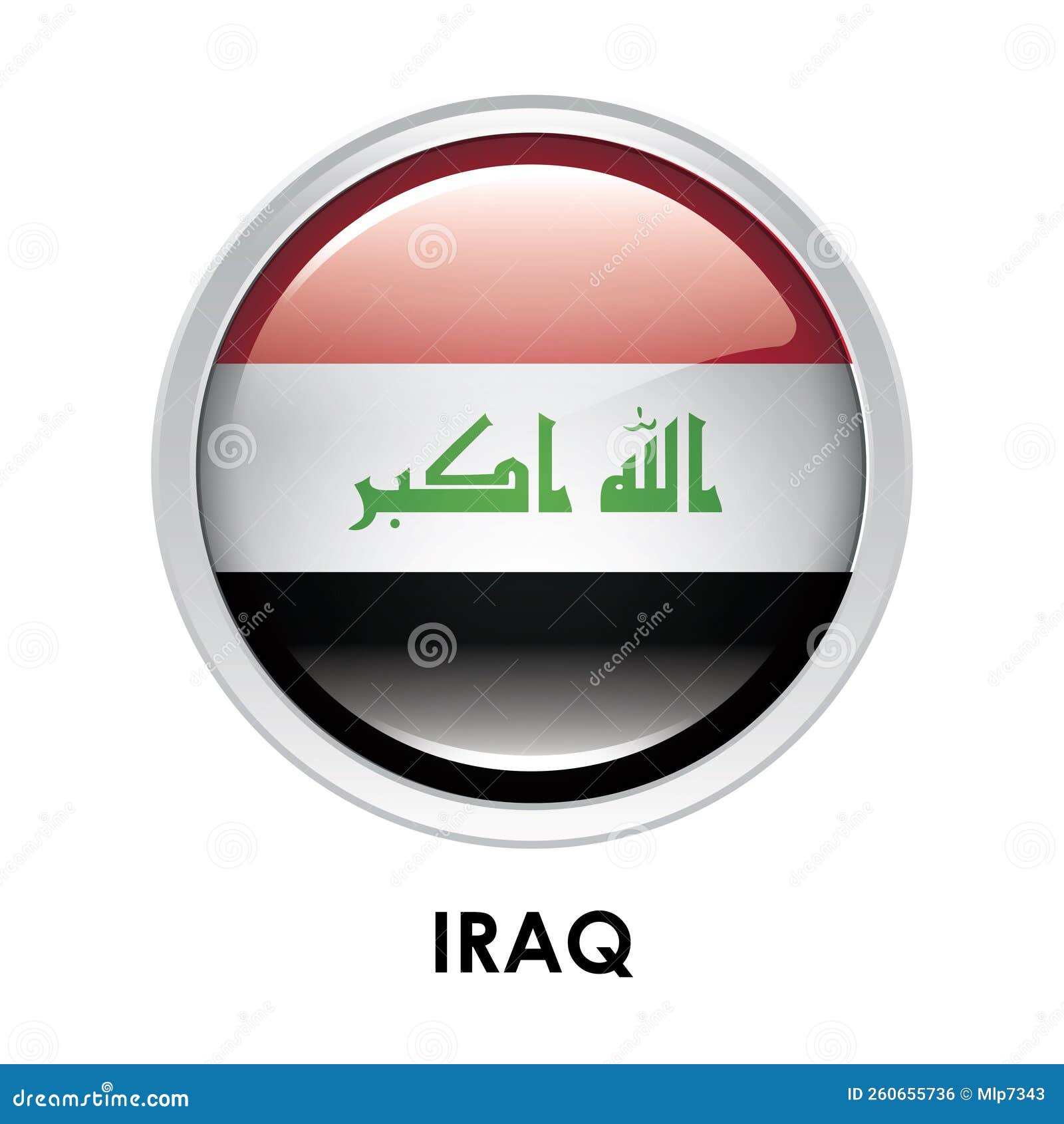 Round flag of Iraq stock illustration. Illustration of domain - 260655736