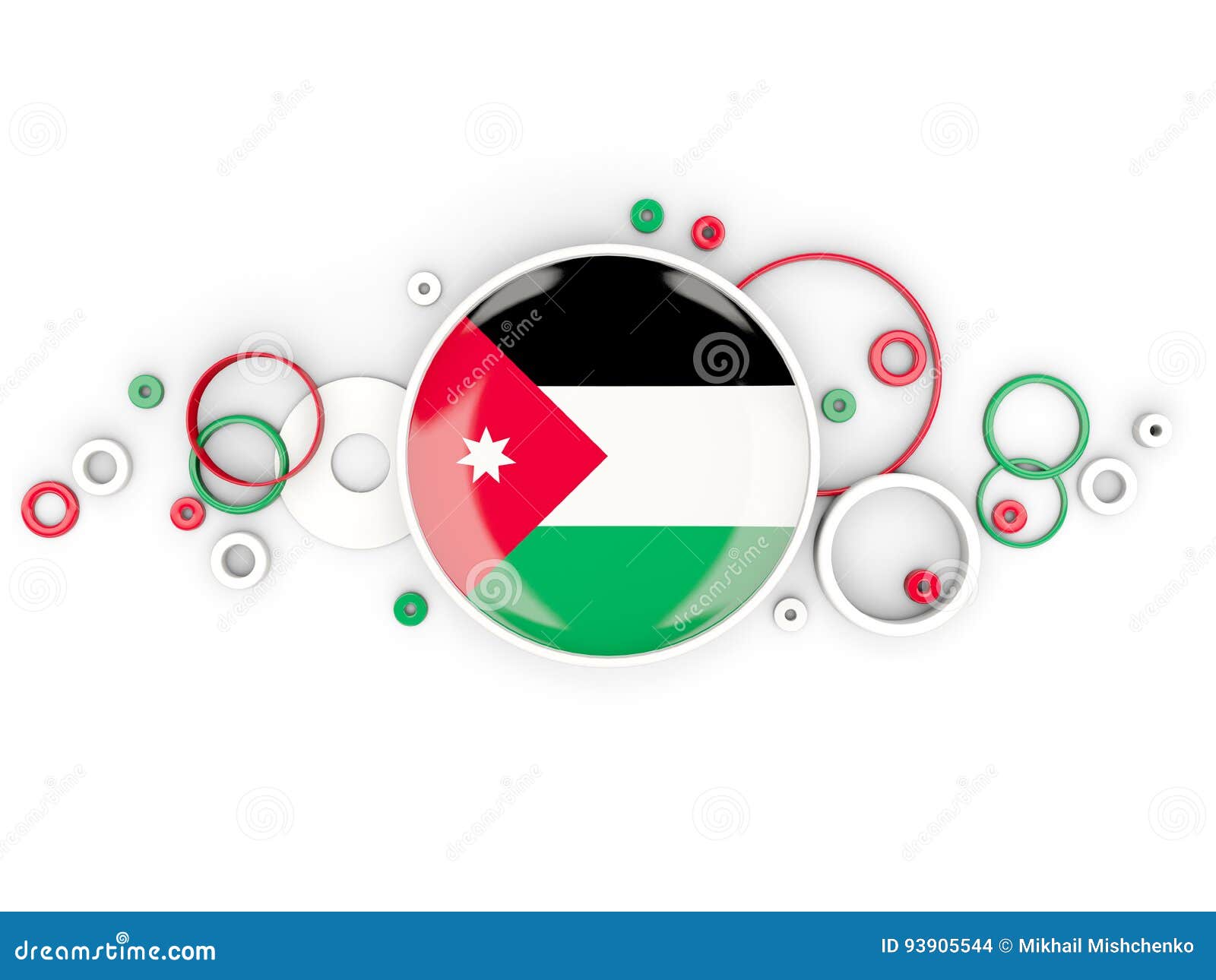 Round Flag of Jordan with Circles Pattern Stock Illustration ...