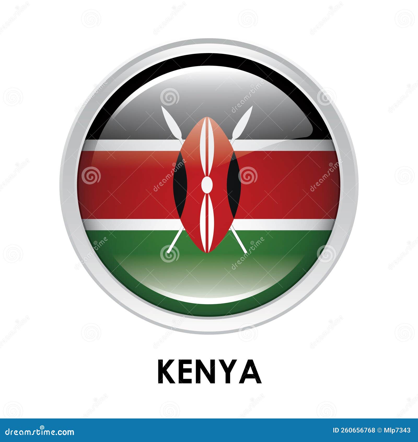 Round flag of Kenya stock illustration. Illustration of color - 260656768