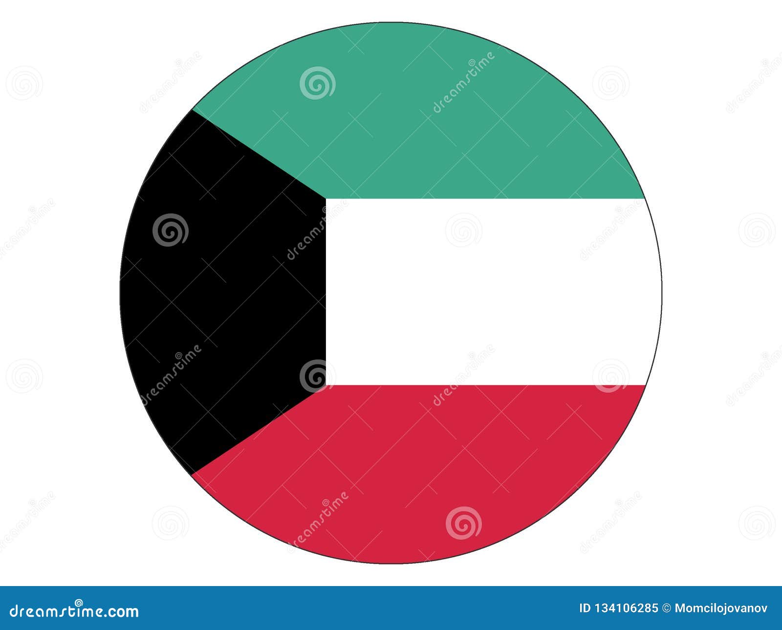 Round Flag of Kuwait stock vector. Illustration of dominica - 134106285