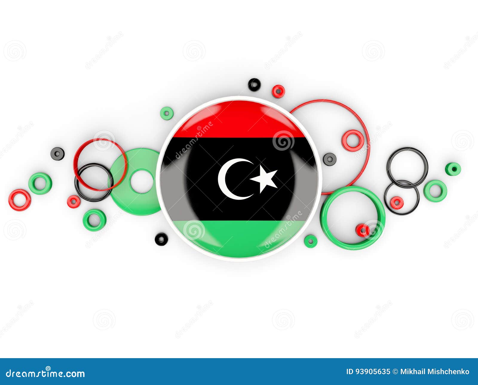 Round Flag of Libya with Circles Pattern Stock Illustration ...