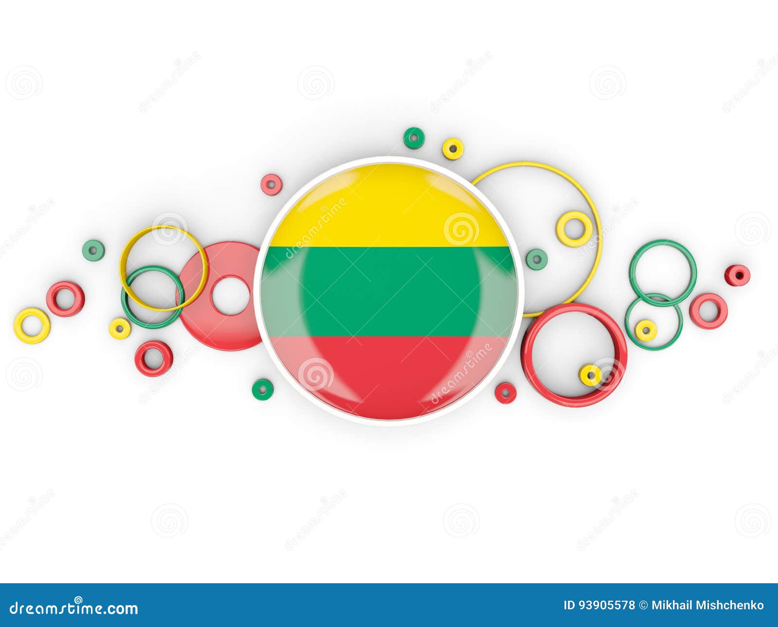 Round Flag of Lithuania with Circles Pattern Stock Illustration ...