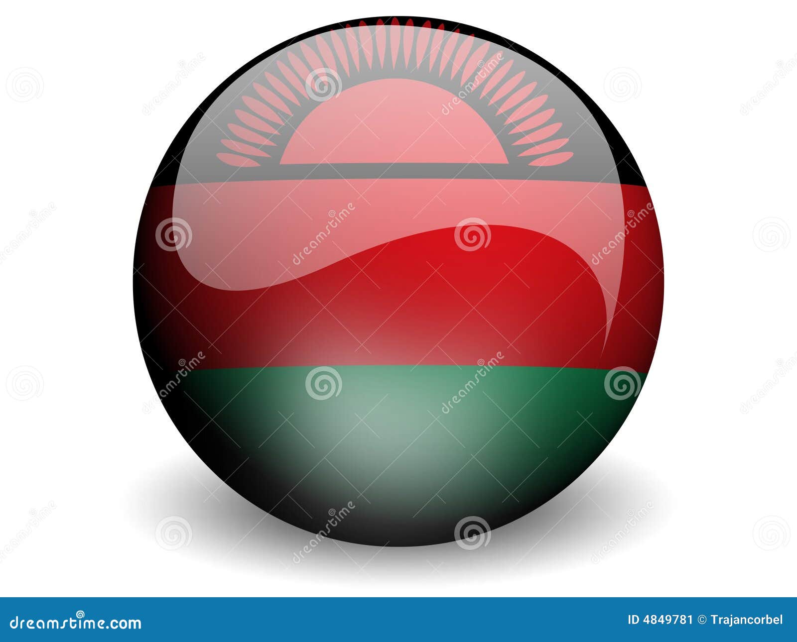 Round Flag of Malawi stock illustration. Illustration of sphere - 4849781