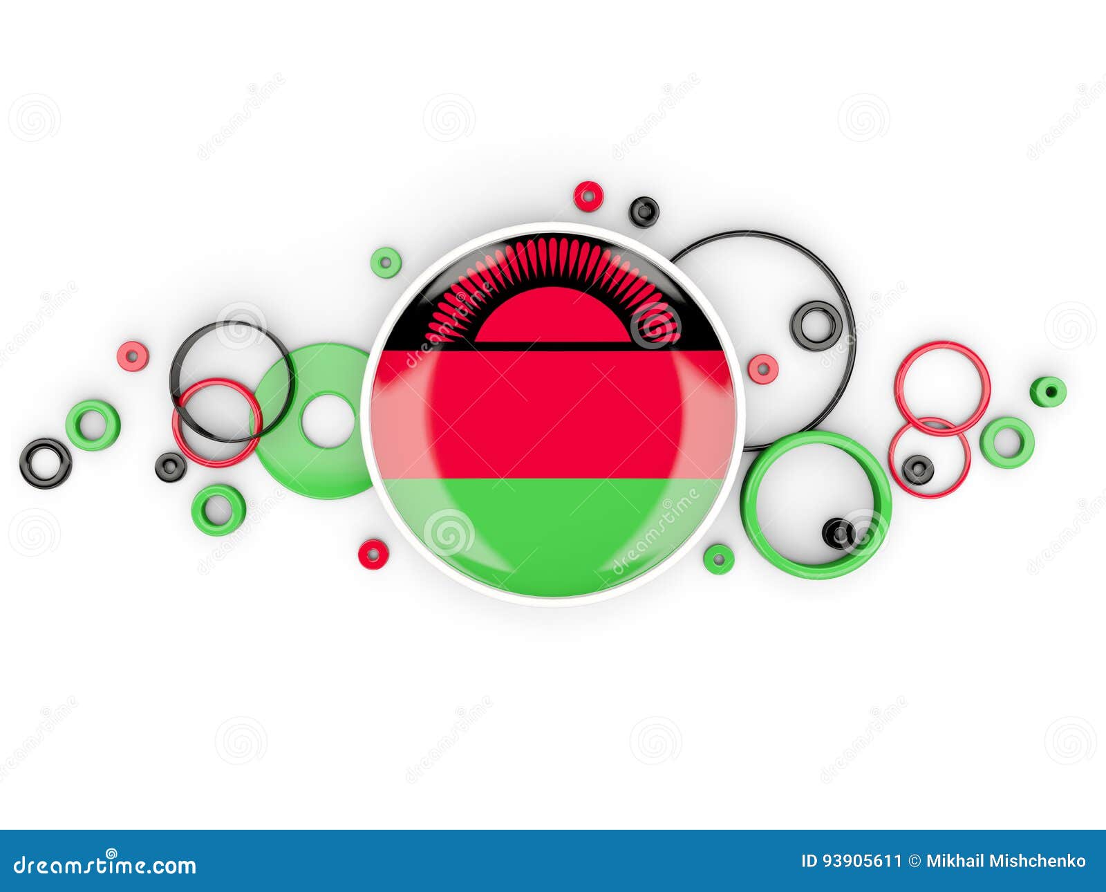 Round Flag of Malawi with Circles Pattern Stock Illustration ...