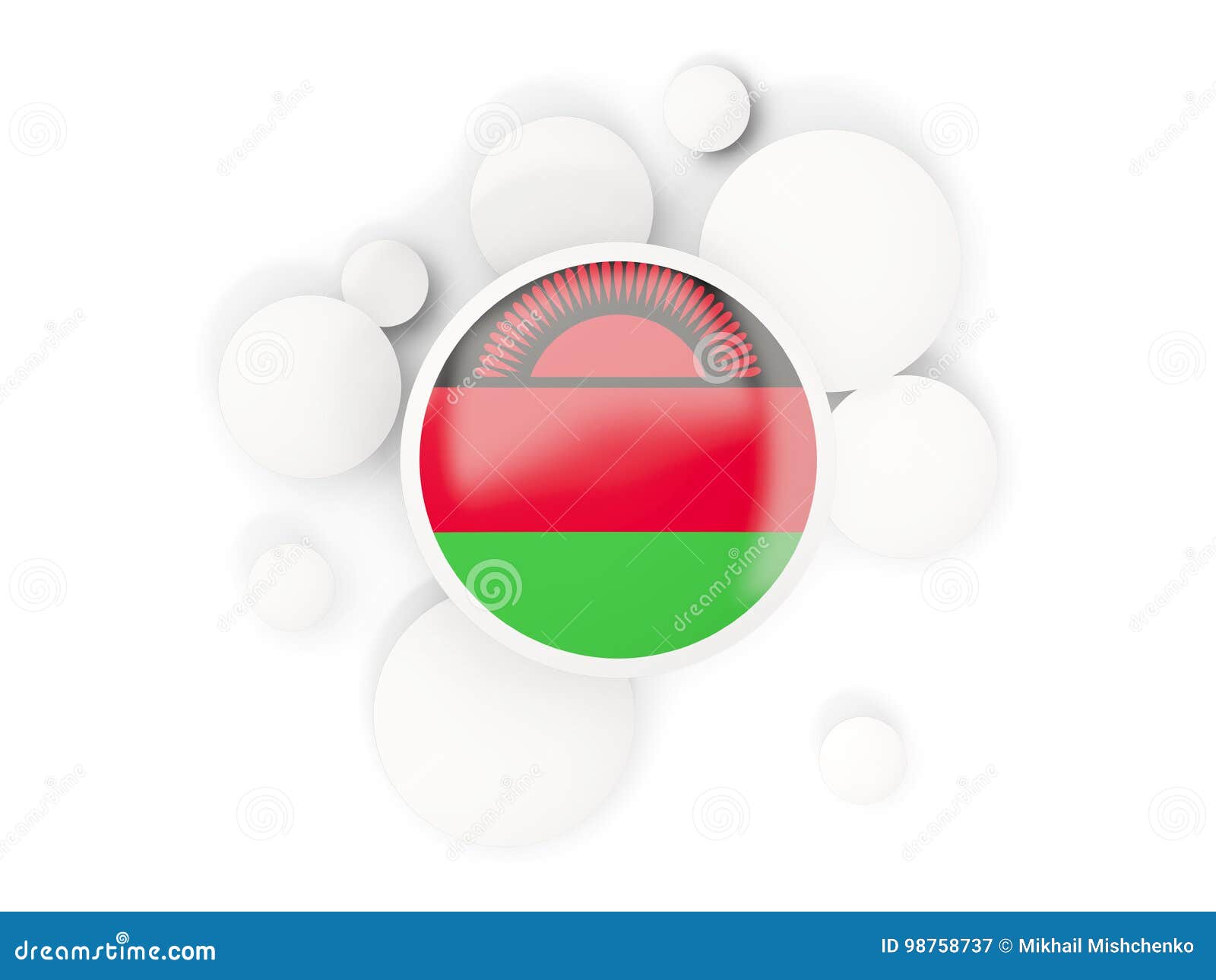 Round Flag of Malawi with Circles Pattern Stock Illustration ...