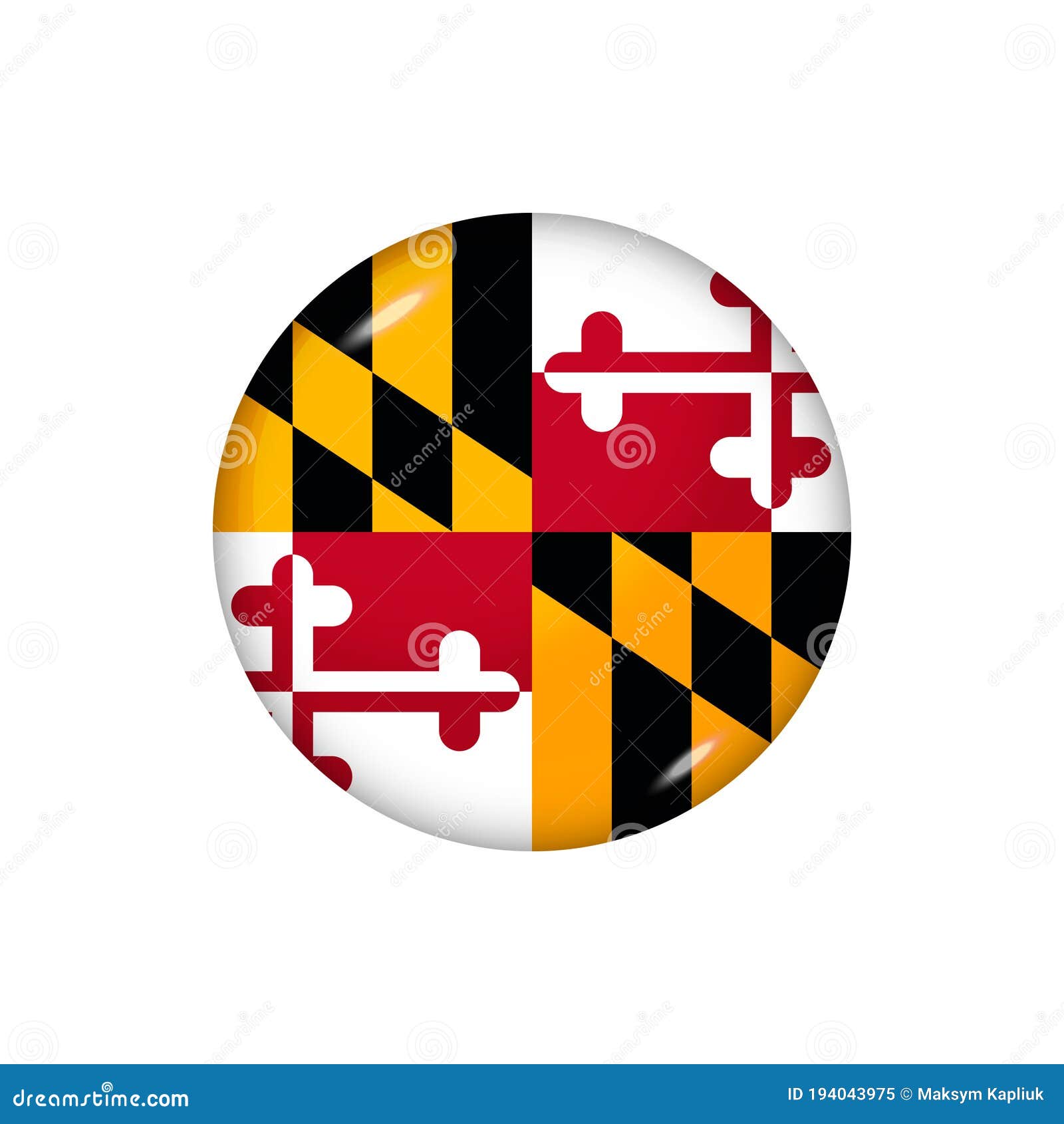 Round Flag of Maryland. Vector Illustration. Button, Icon, Glossy Badge ...