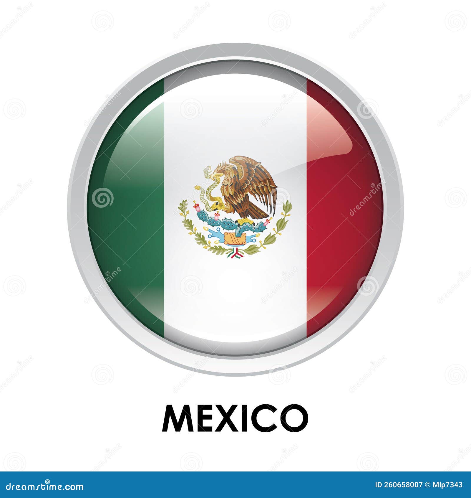 Round flag of Mexico stock illustration. Illustration of design - 260658007